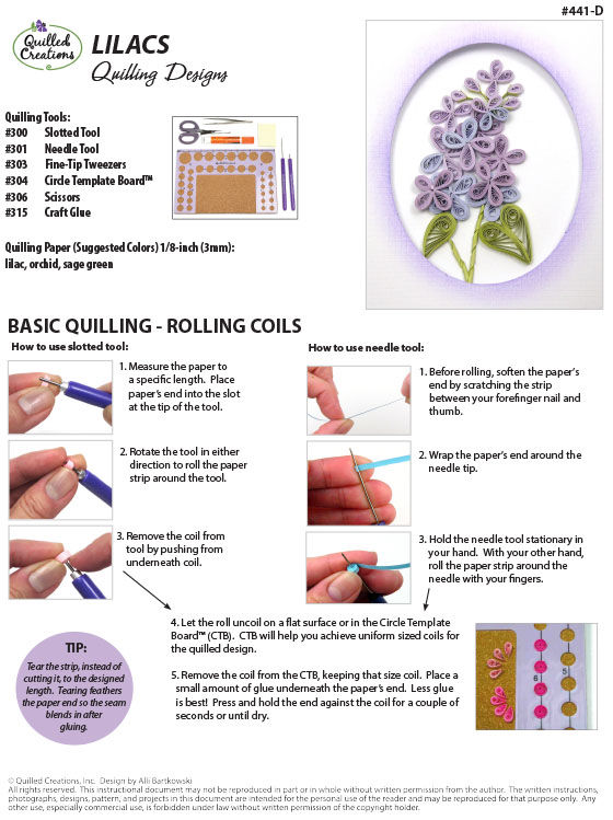 Lilac Card Quilling Instructions Printed