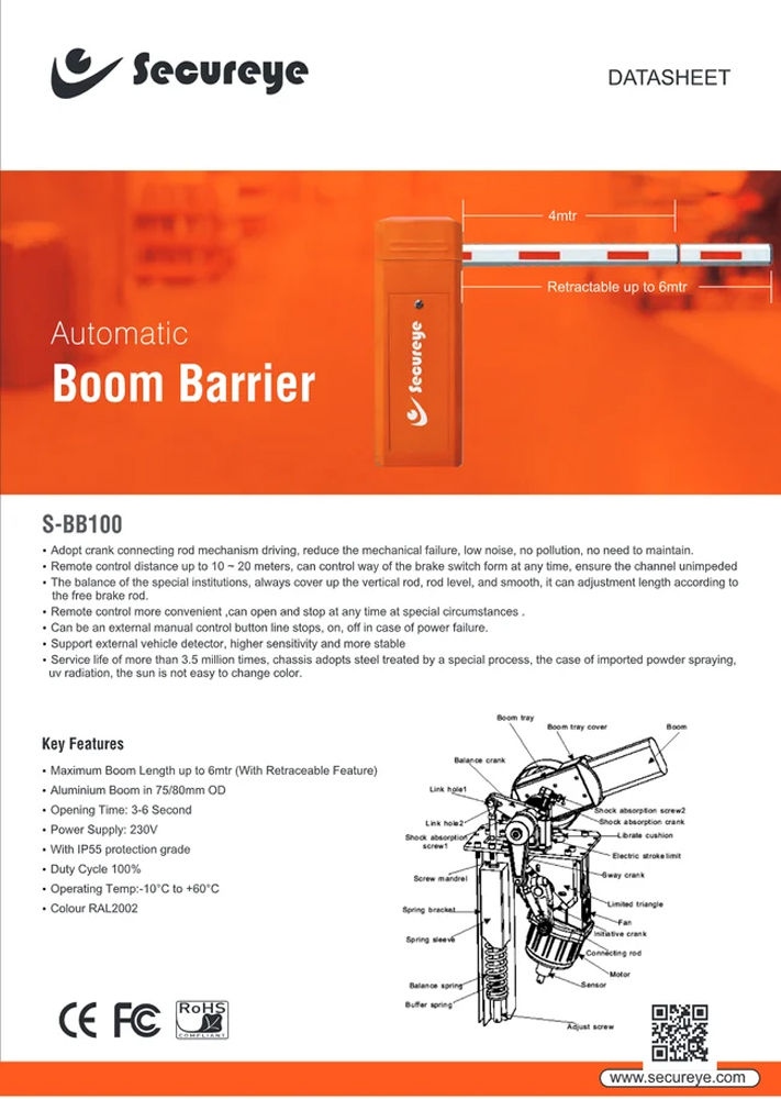 Secure Eye Orange Secureye Boom Barrier, For Parking, Mild Steel – The ...