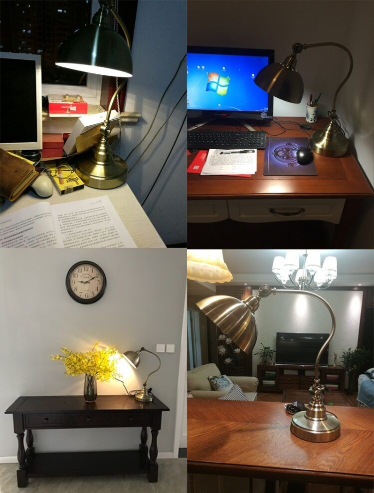 LED Work Lamp Lighting Office Desk Lamp Europe Style Bronze Vintage ...