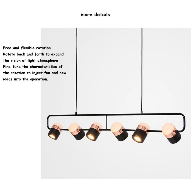 Dining table focus lamp minimalist chandelier Lamp- 6 Head – N-Lighten