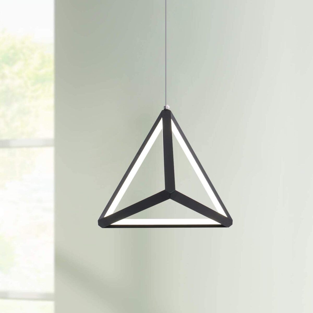 Modern minimalist bedroom bedside geometrical black LED pendant lamp ...