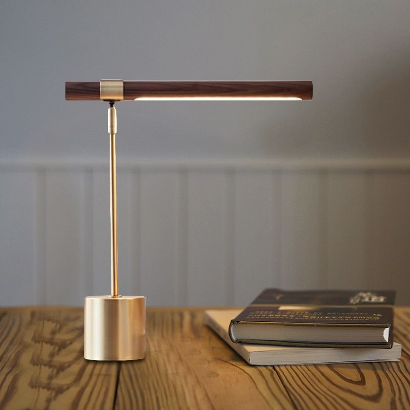 Modern minimalist brass wood finish LED Study Reading Table lamp for ...