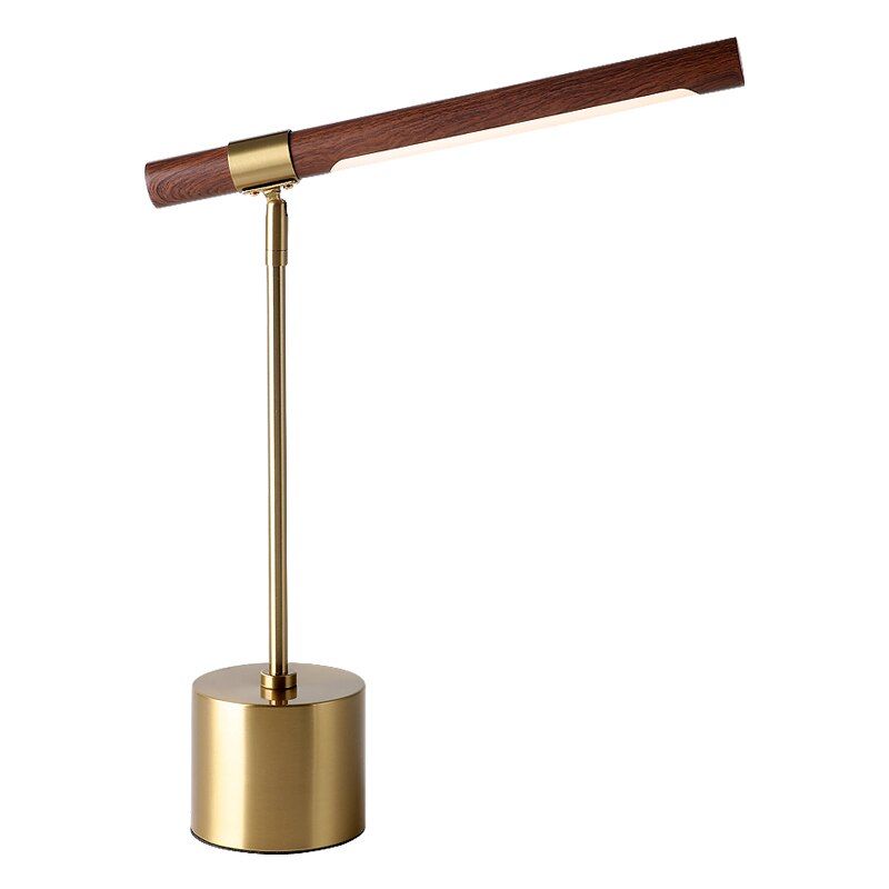 Modern minimalist brass wood finish LED Study Reading Table lamp for ...