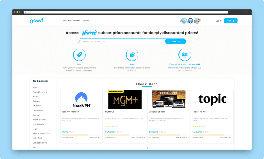 Develop a Subscription Sharing Platform for US Market - Gowd