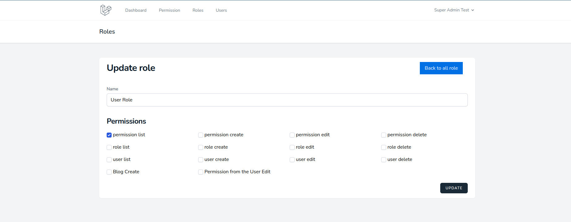 Demo for Laravel Permissions Package From Spatie