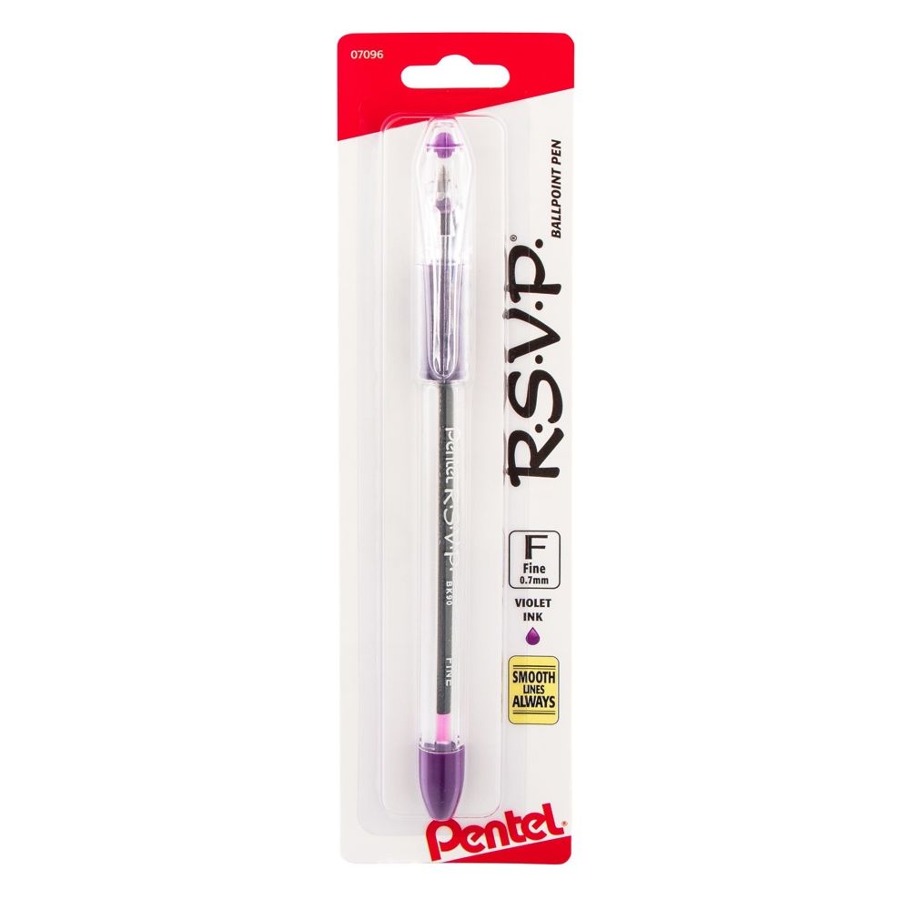 Pentel Rsvp Ballpoint Pen, (0.7Mm) Fine Line, Violet Ink 1-Pk 1 Ea