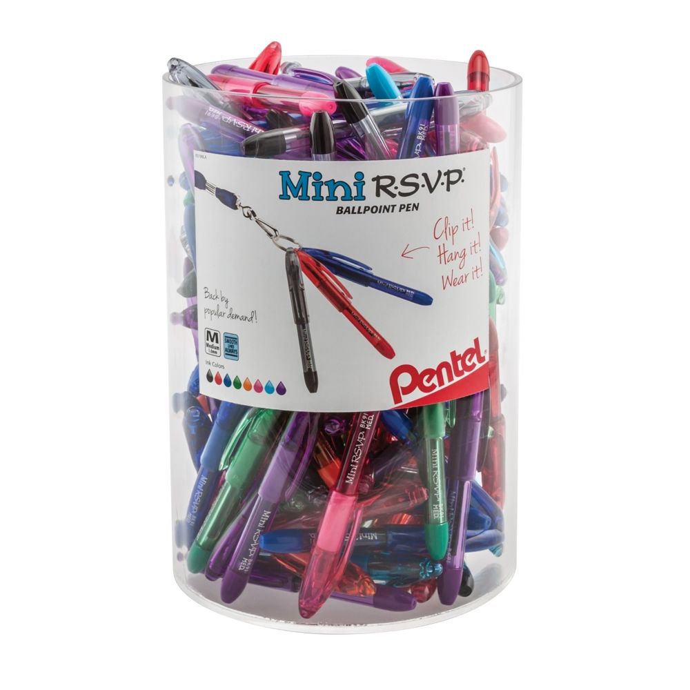 Pentel Rsvp Mini Ballpoint Pen, (1.0Mm) Medium Line, Assorted Ink (A/B ...
