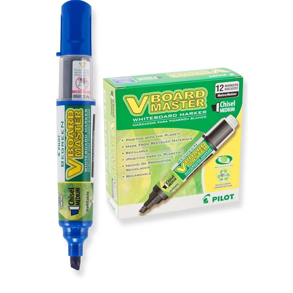 Pilot Begreen V Board Master Dry Erase Marker, Medium Chisel Tip, Blue ...