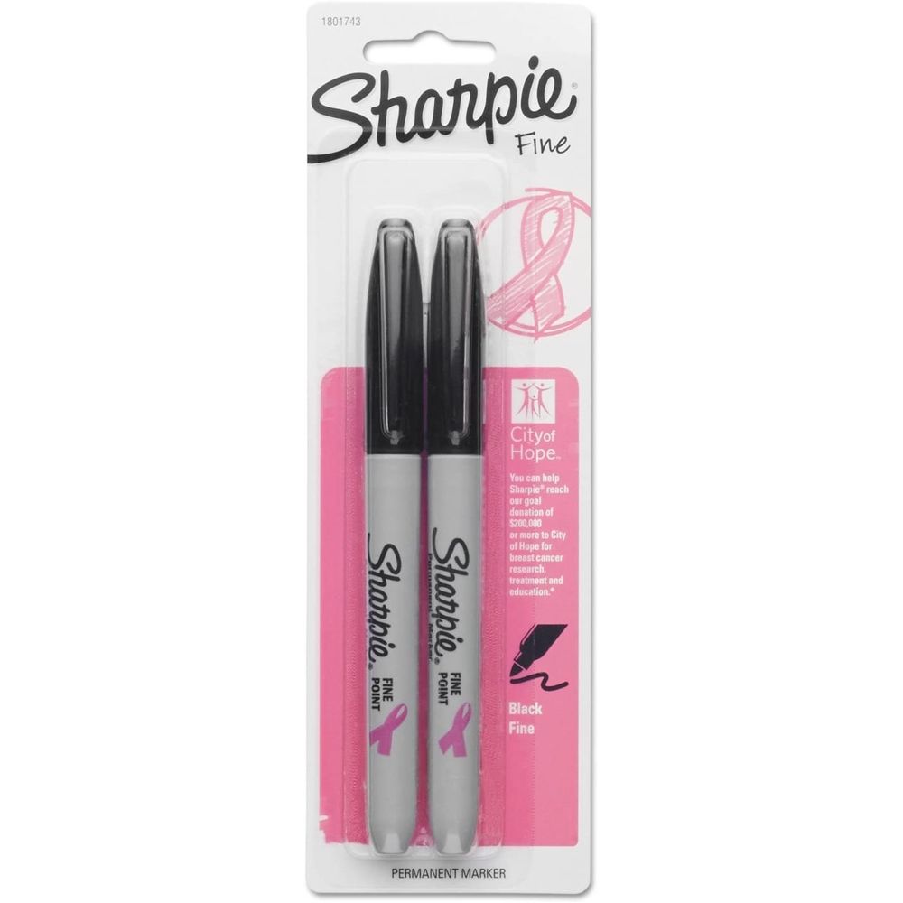 Sharpie Fine Tip Permanent Marker, Fine Bullet Tip, Black, 2/Pack
