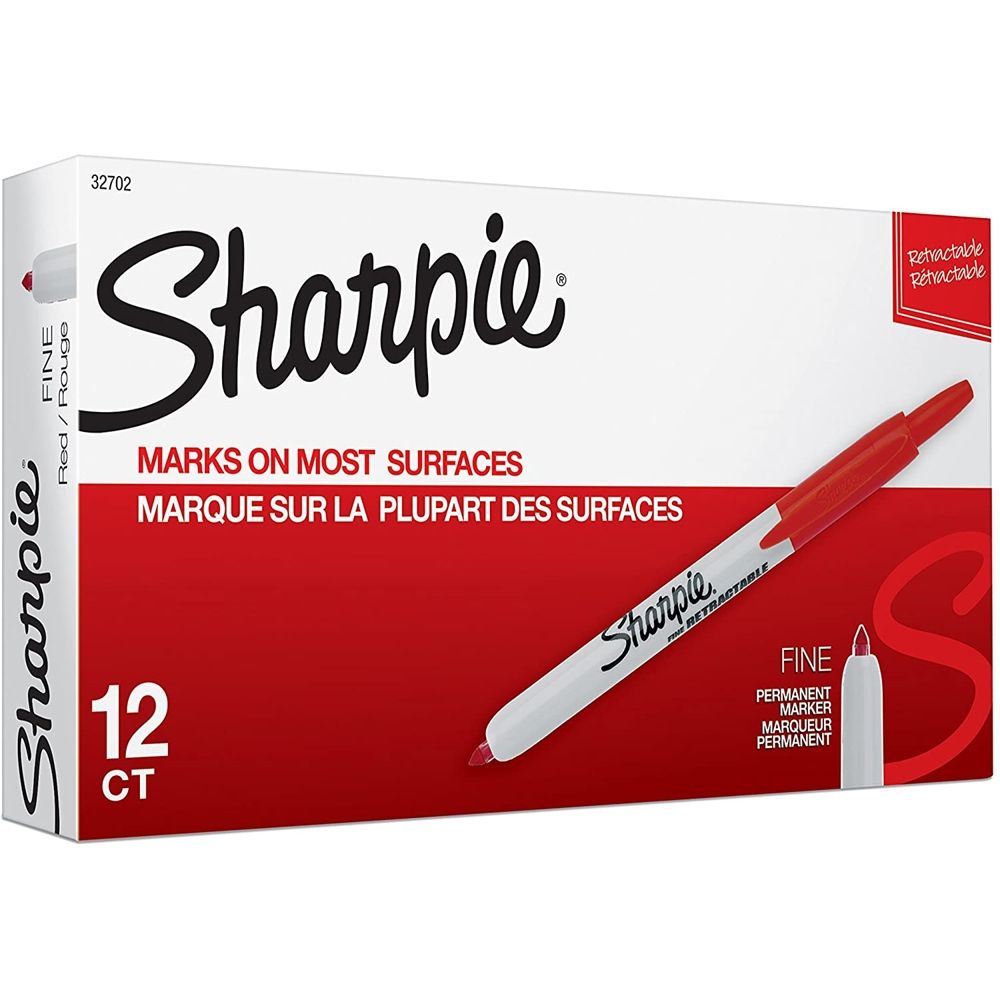 Sharpie Retractable Permanent Marker, Fine Bullet Tip, Red, Single Marker