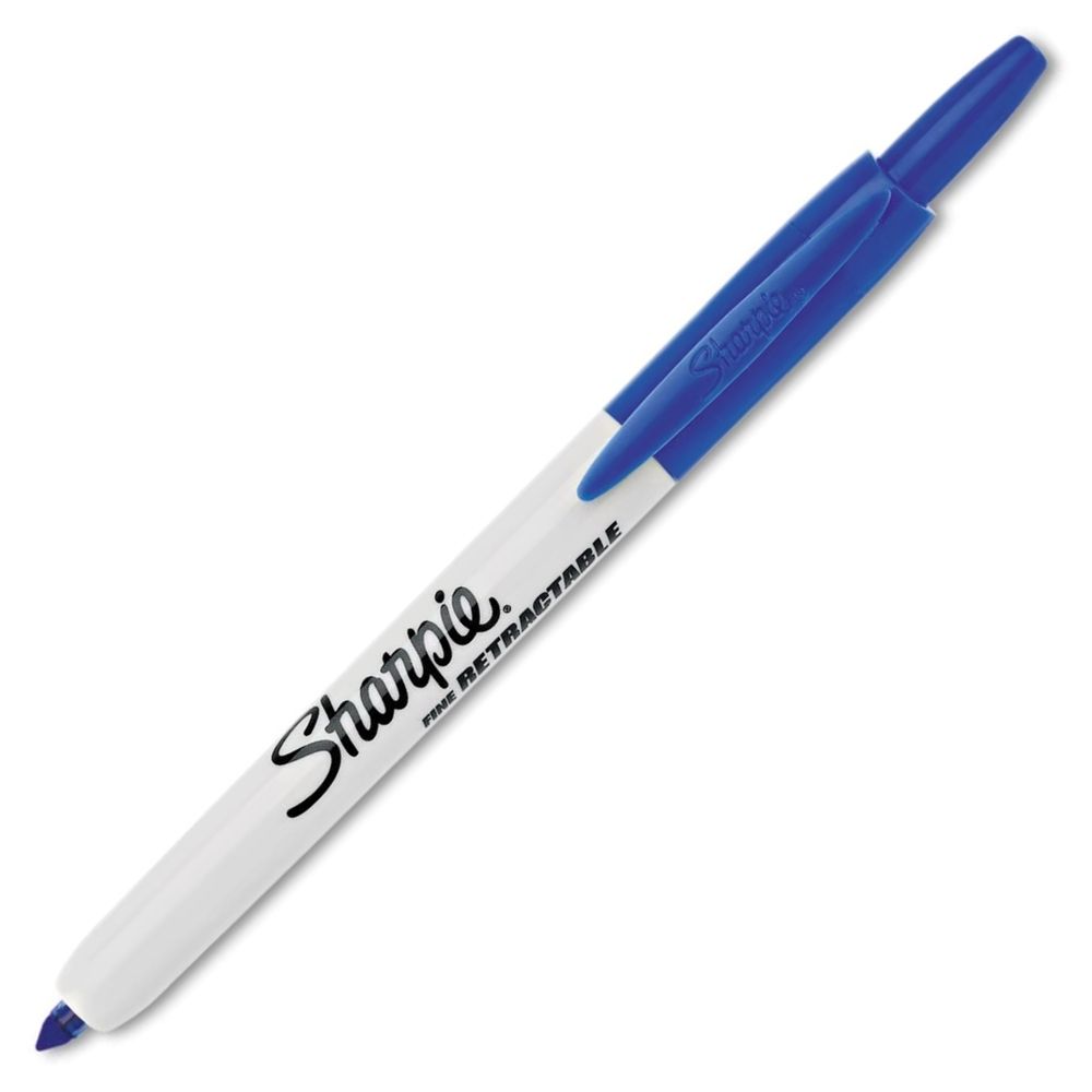 Sharpie Retractable Permanent Marker, Fine Bullet Tip, Blue, Single Marker