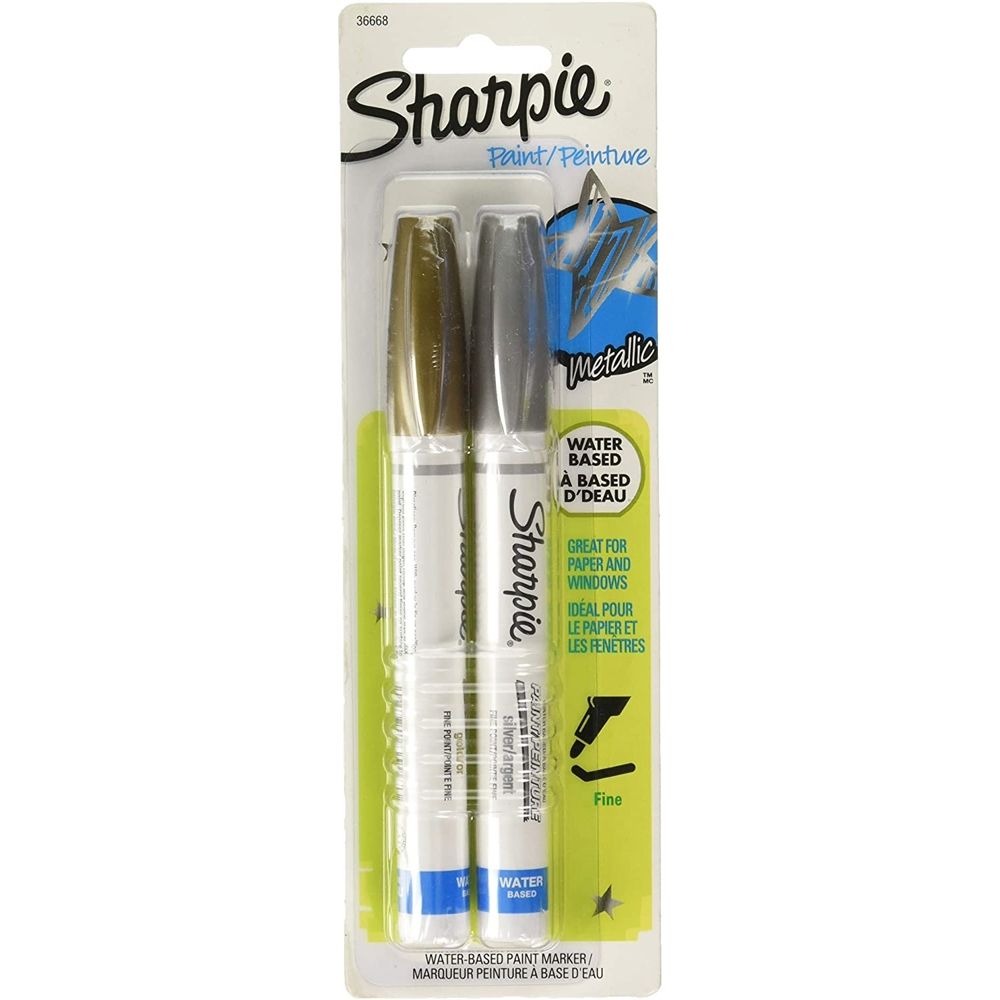 Sharpie Poster Paint Markers, Medium Point, Gold And Silver, 2/Pack