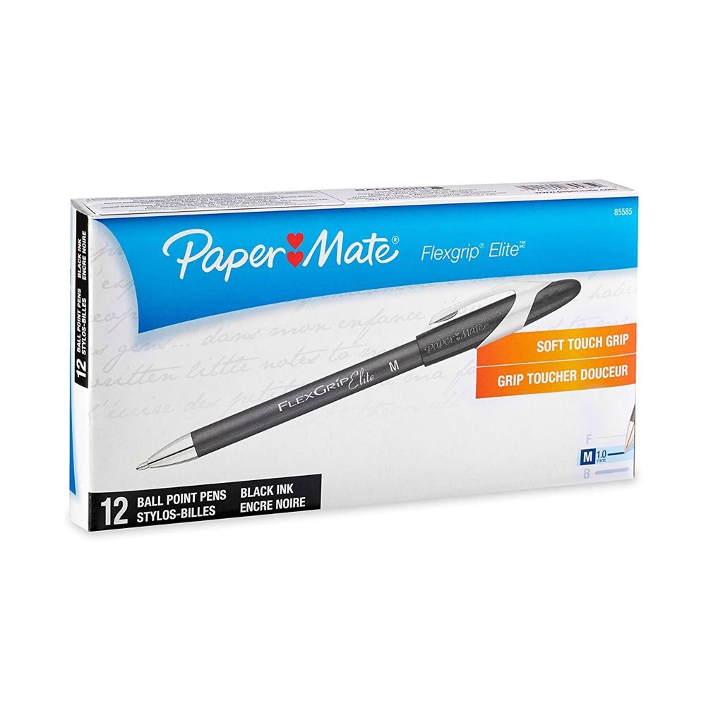 Paper Mate FlexGrip Elite Retractable Ballpoint Pens, Fine Point, Black ...