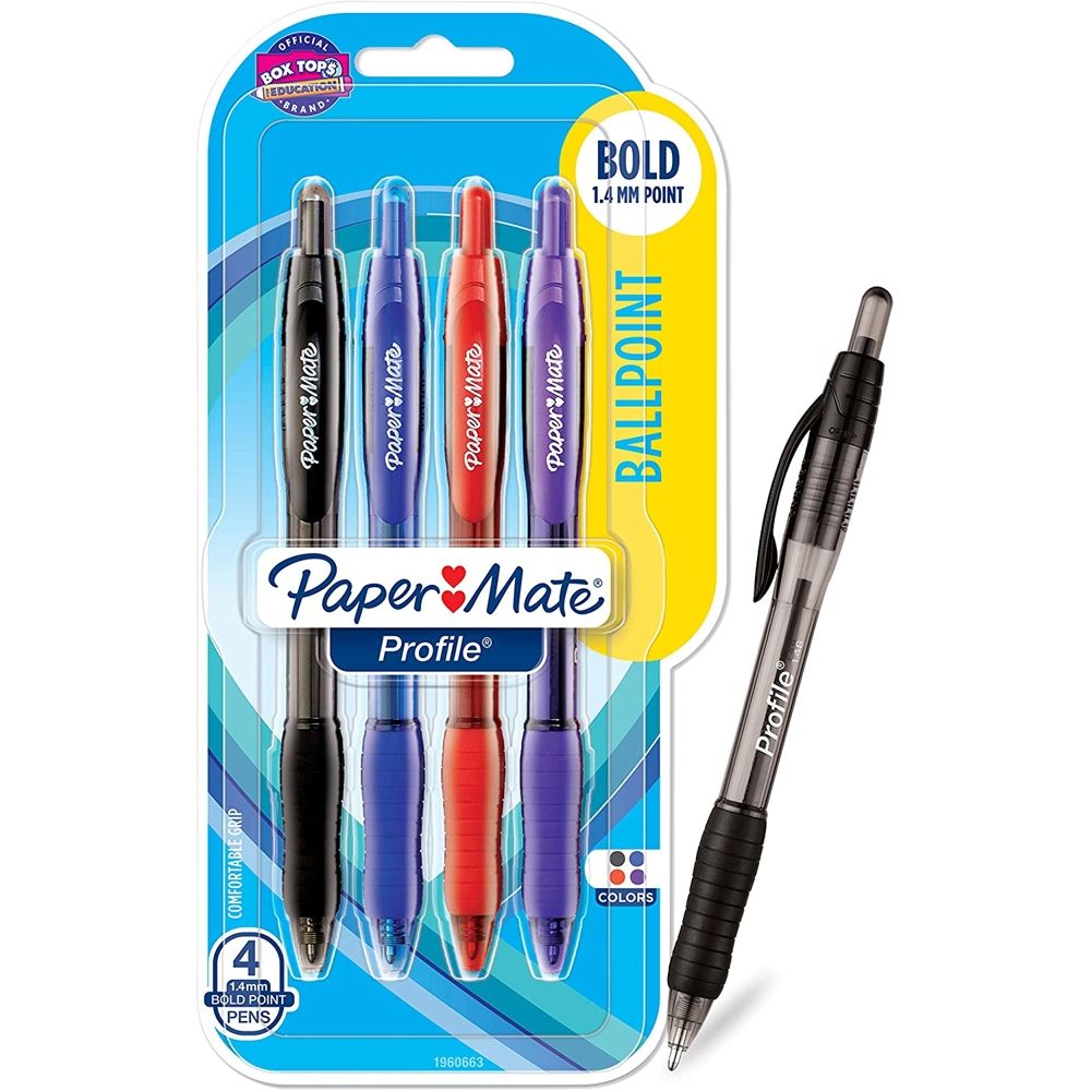 Paper Mate Profile Retractable Ballpoint Pens, Bold Point 1.4mm ...