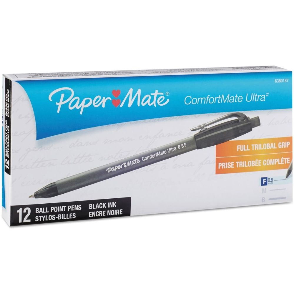 Paper Mate Comfortmate Retractable Fine Point Ballpoint Pens, Black Ink ...