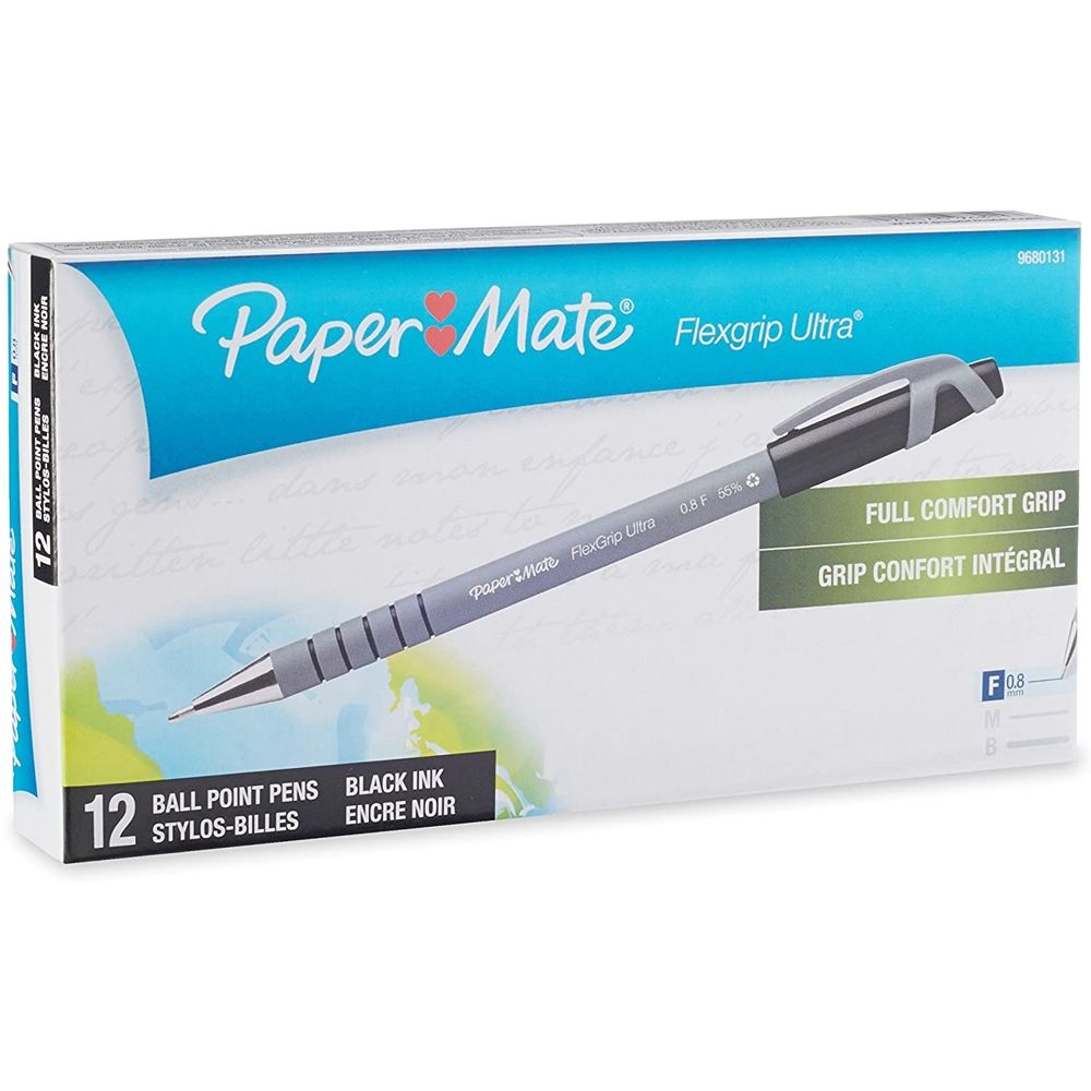 Paper Mate FlexGrip Ultra Ballpoint Pen, Fine Point, Black, Single Pen