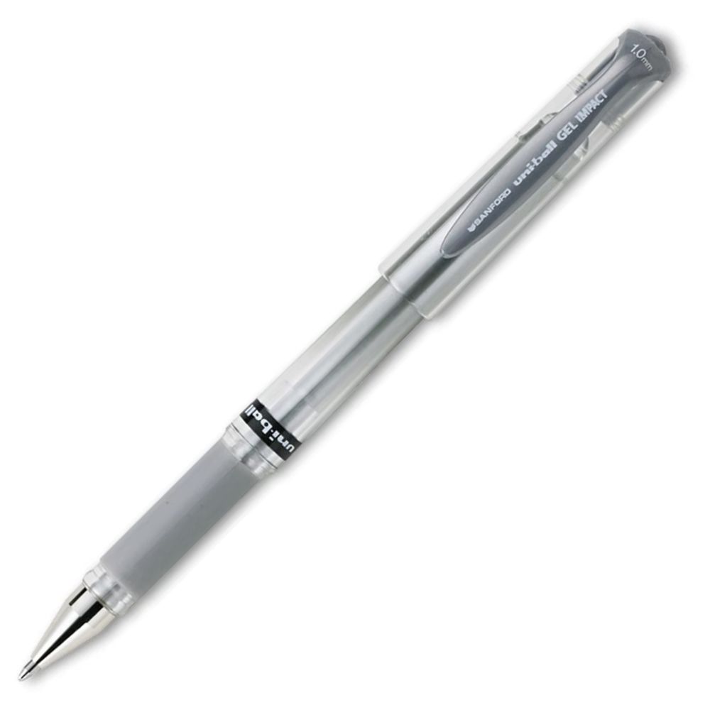 uni-ball Gel Impact Roller Ball Capped Gel Pen, Silver Metallic Ink ...
