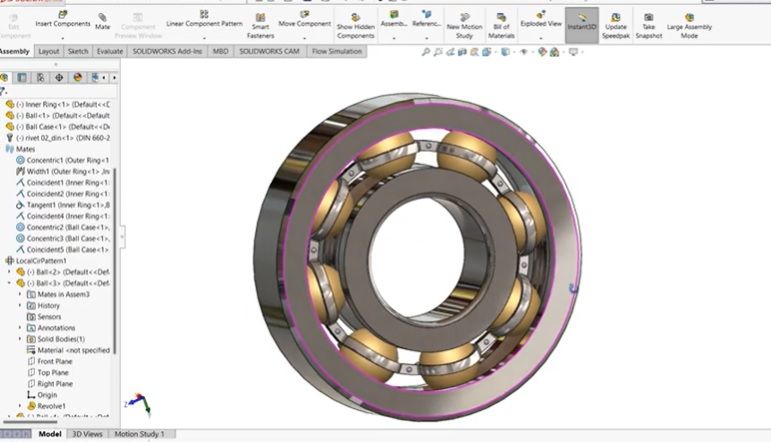 Ball Bearing Design in Solidworks