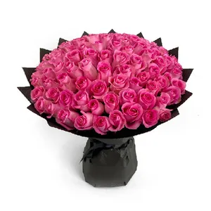 100 Pink Flowers Hand Bouquet | Buy Online at Katch Kuwait