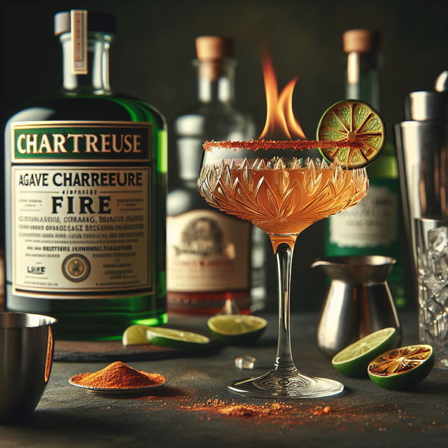 Agave Chartreuse Fire, Green Chartreuse cocktail with agave syrup and ...