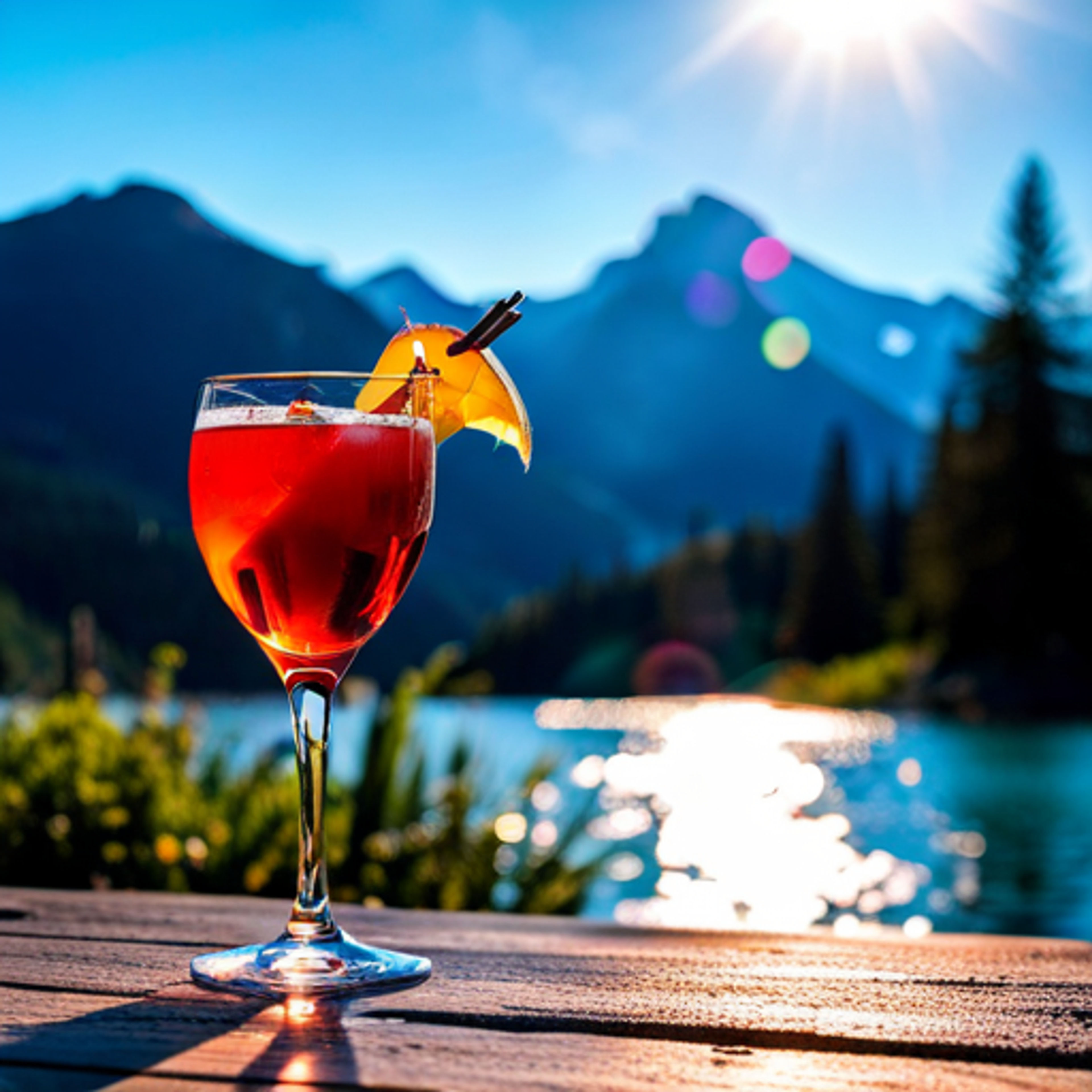 Alpine Sunrise, Refreshing cocktail with herbal, citrus, and spiced notes