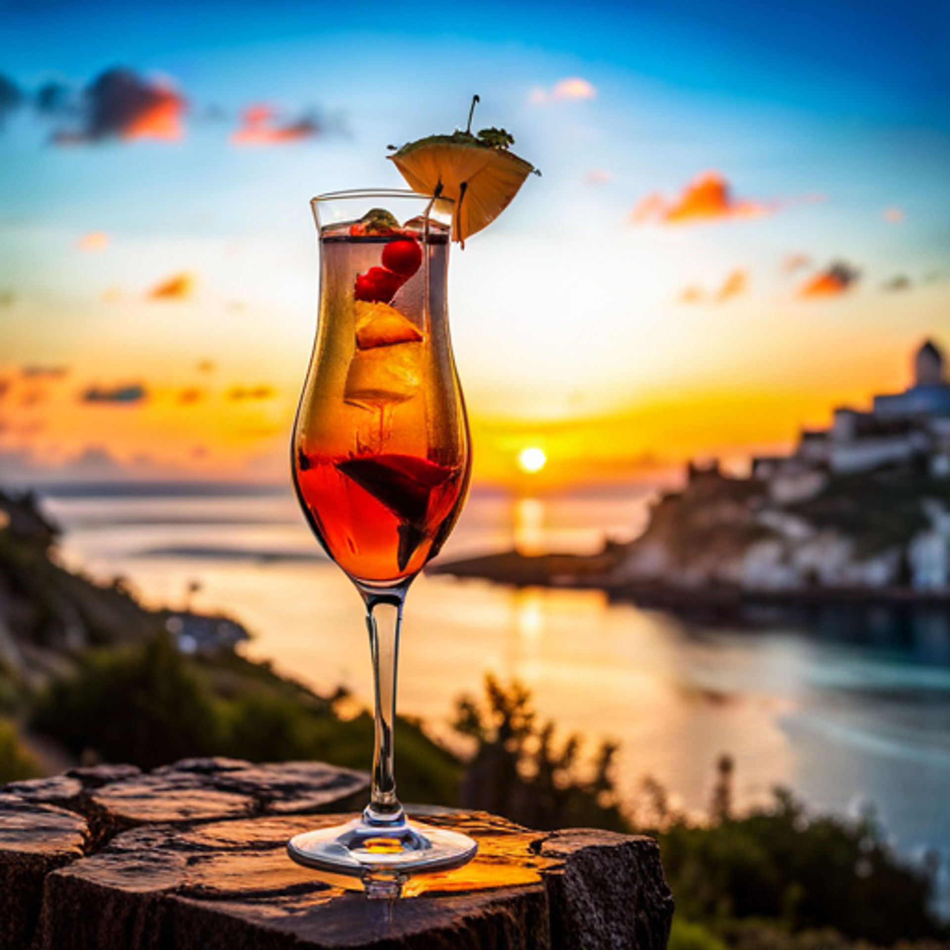 Amalfi Sunset Spritz, Light, refreshing apéritif with limoncello and Aperol
