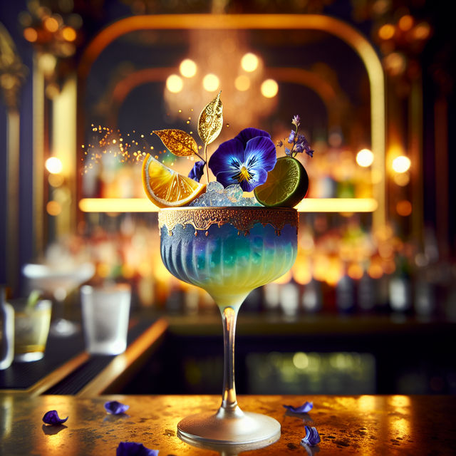 Astral Ambrosia, Celestial cocktail with exotic botanicals and rich flavors