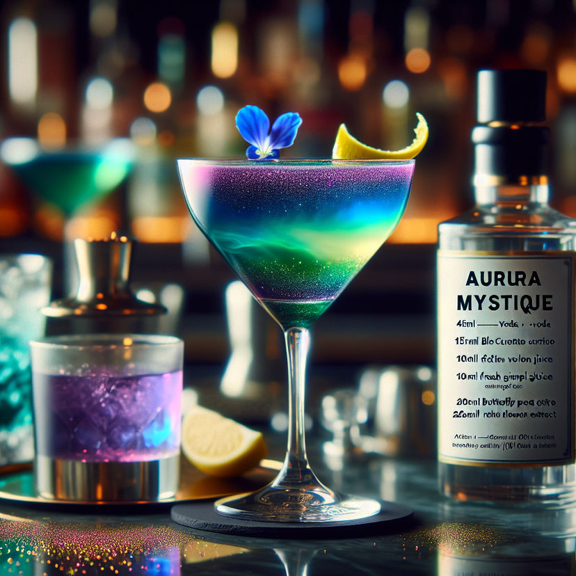 Aurora Mystique, Aurora Borealis-inspired cocktail with color-changing ...