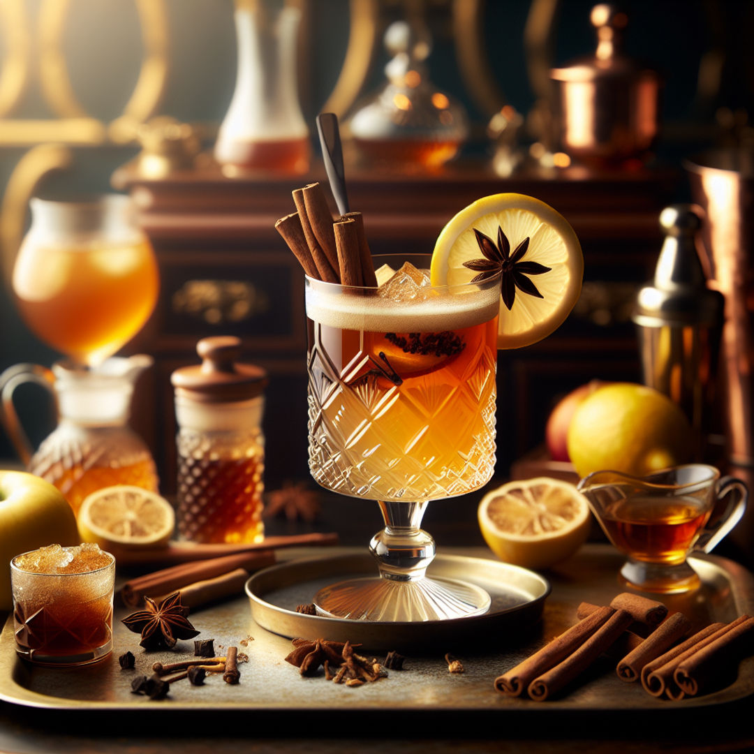 Autumn Ember, Cozy hot toddy with fall spices and smoky sweetness