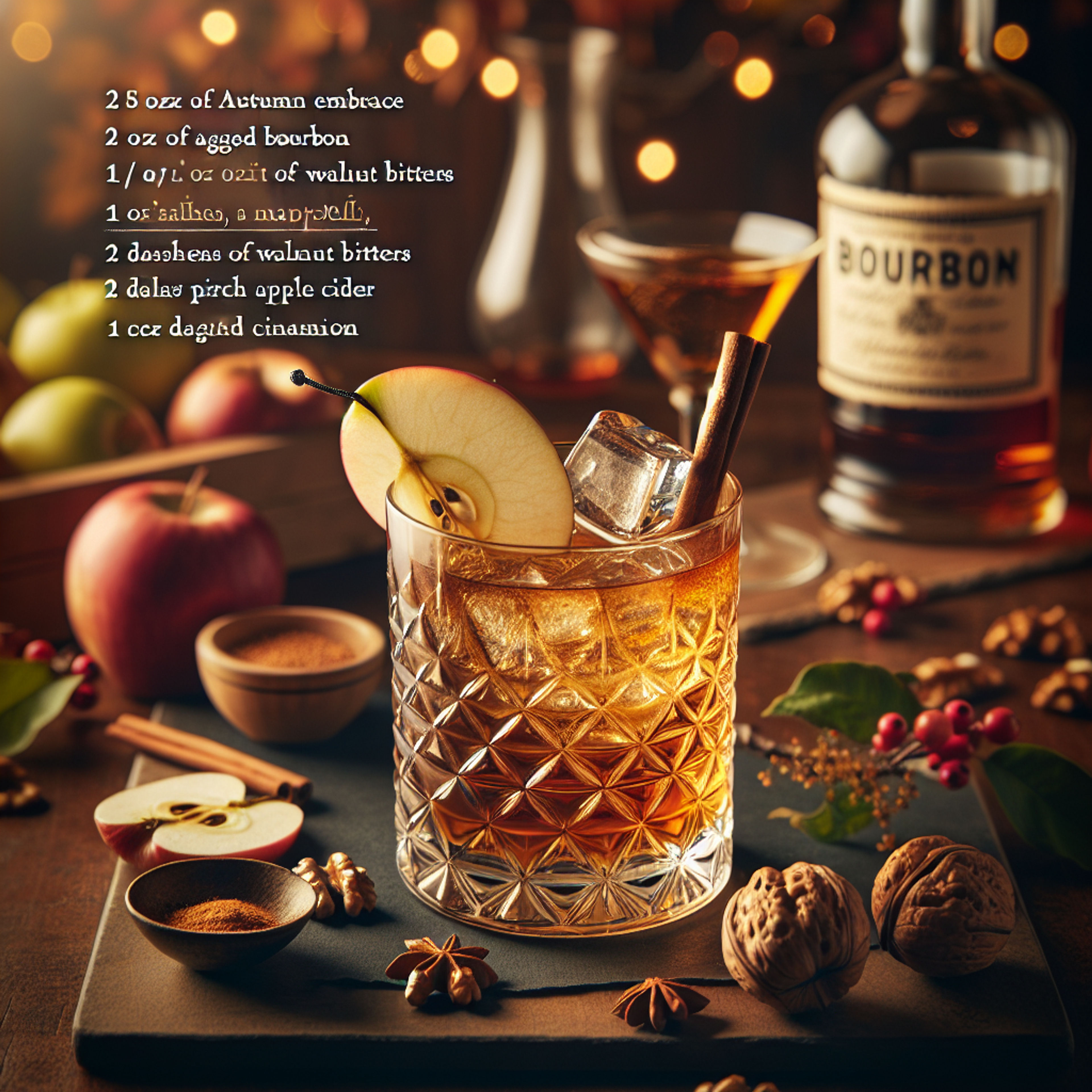 Autumn Embrace, Cozy fall bourbon cocktail with walnut bitters and ...