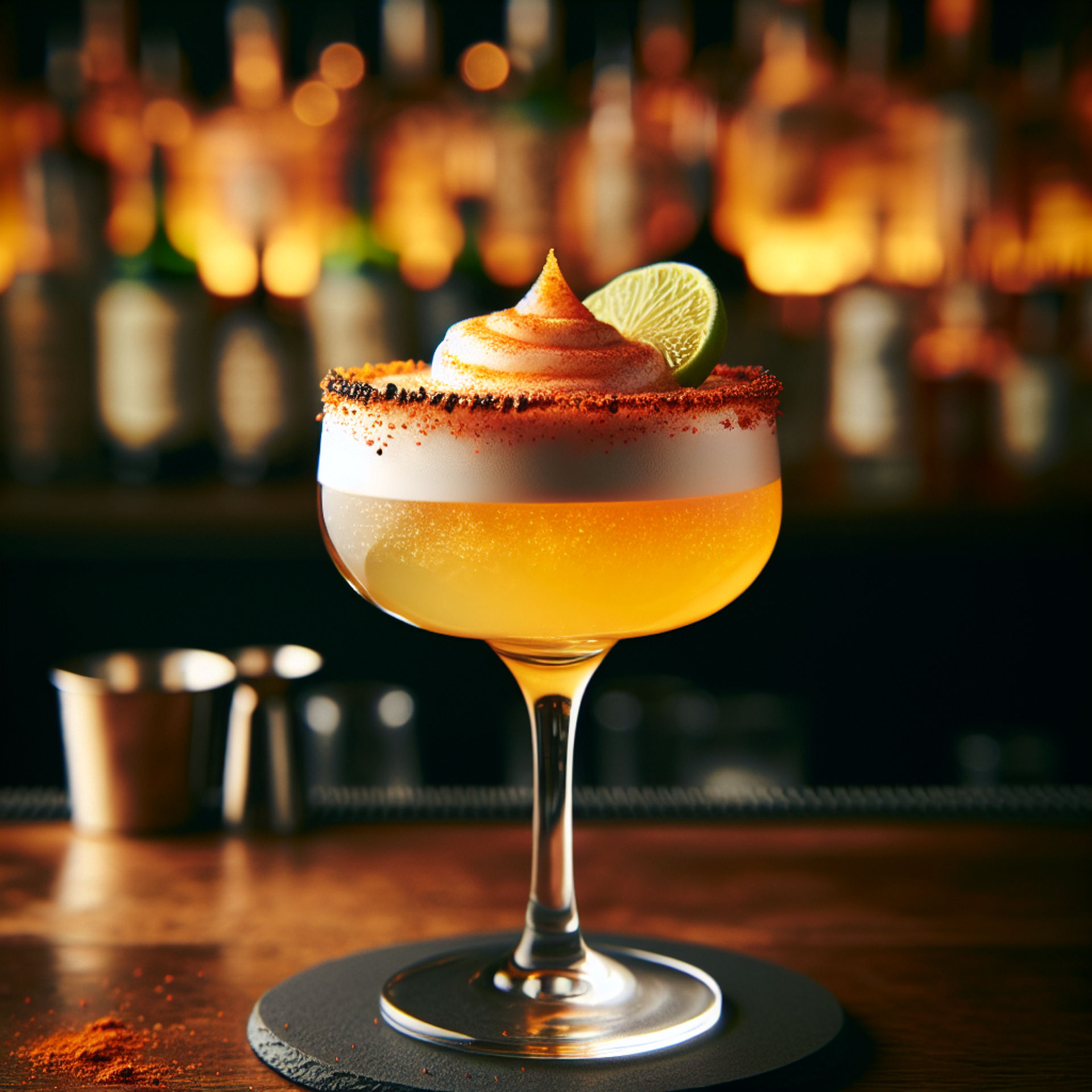 Aztec Cloud, Bold tequila cocktail with spicy mango foam