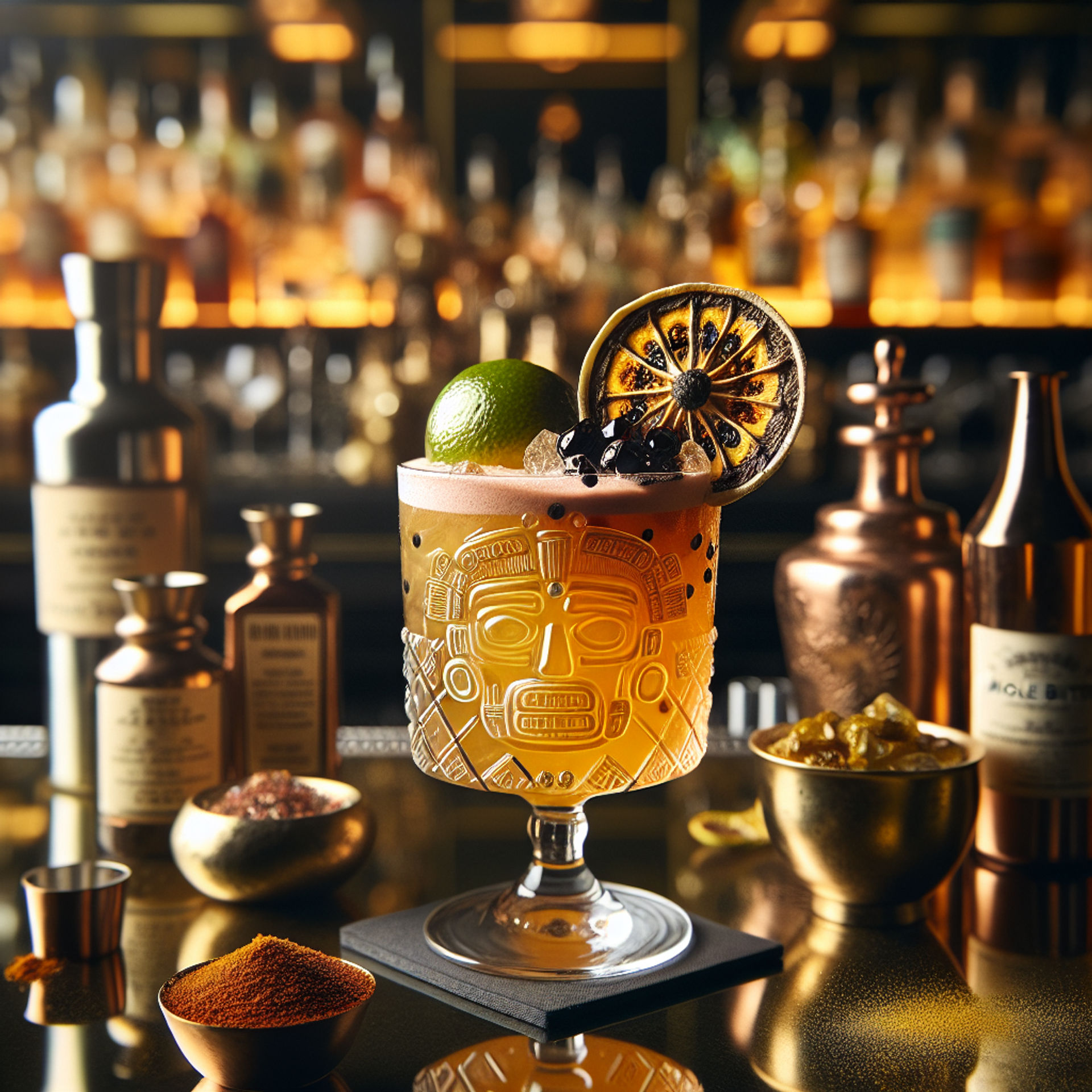 Aztec Reverie, Sophisticated cocktail with Mexican and tropical influences