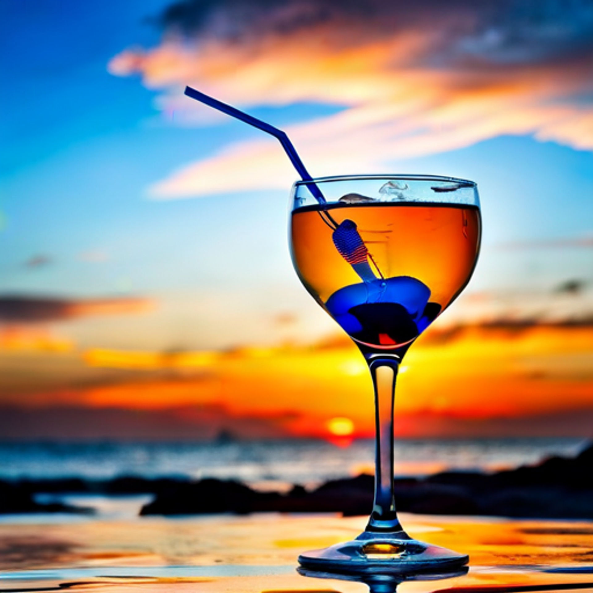 Azure Crest, Refreshing and visually stunning cocktail inspired by ocean waves