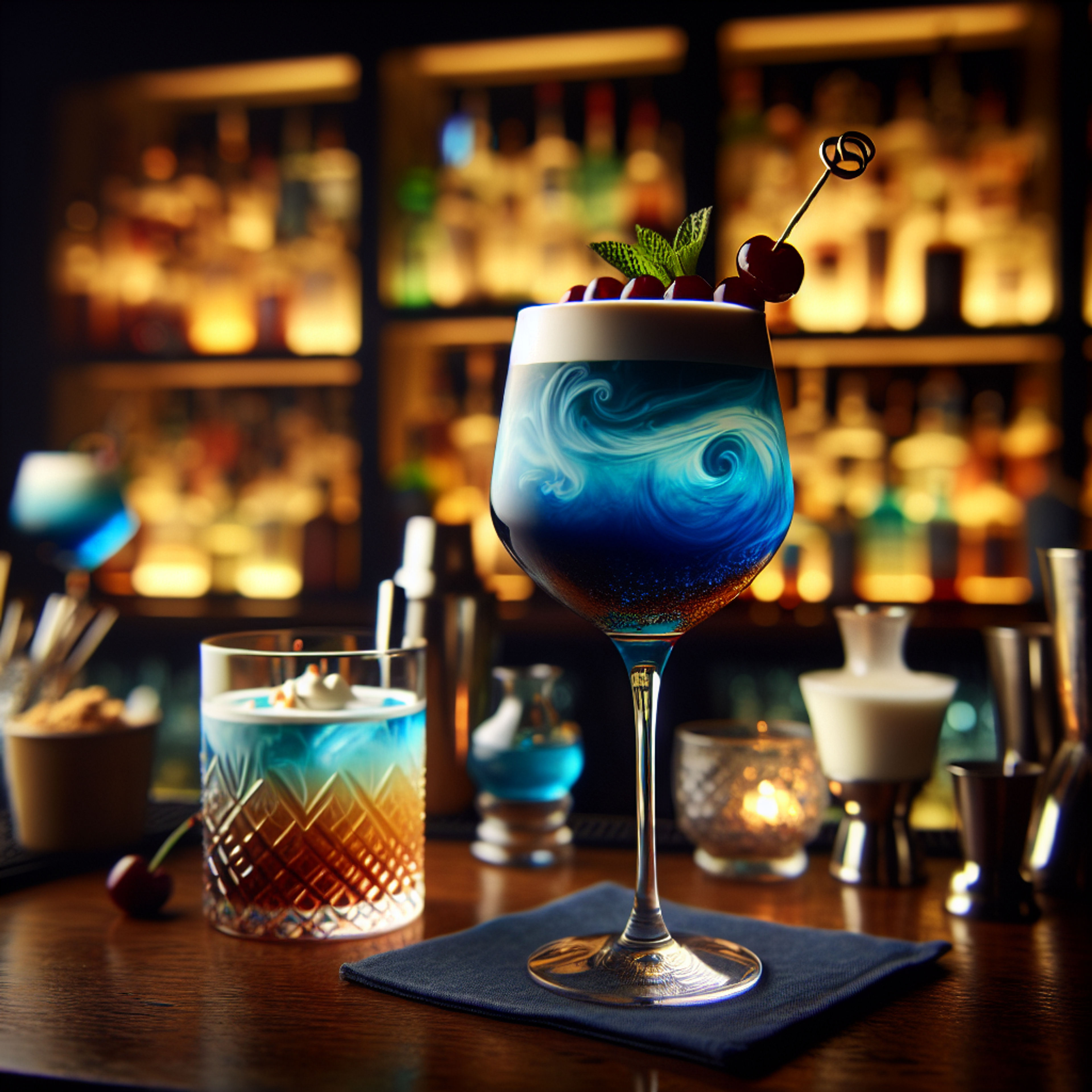 Azure Starlight, Sophisticated cocktail with blue curaçao and grenadine ...