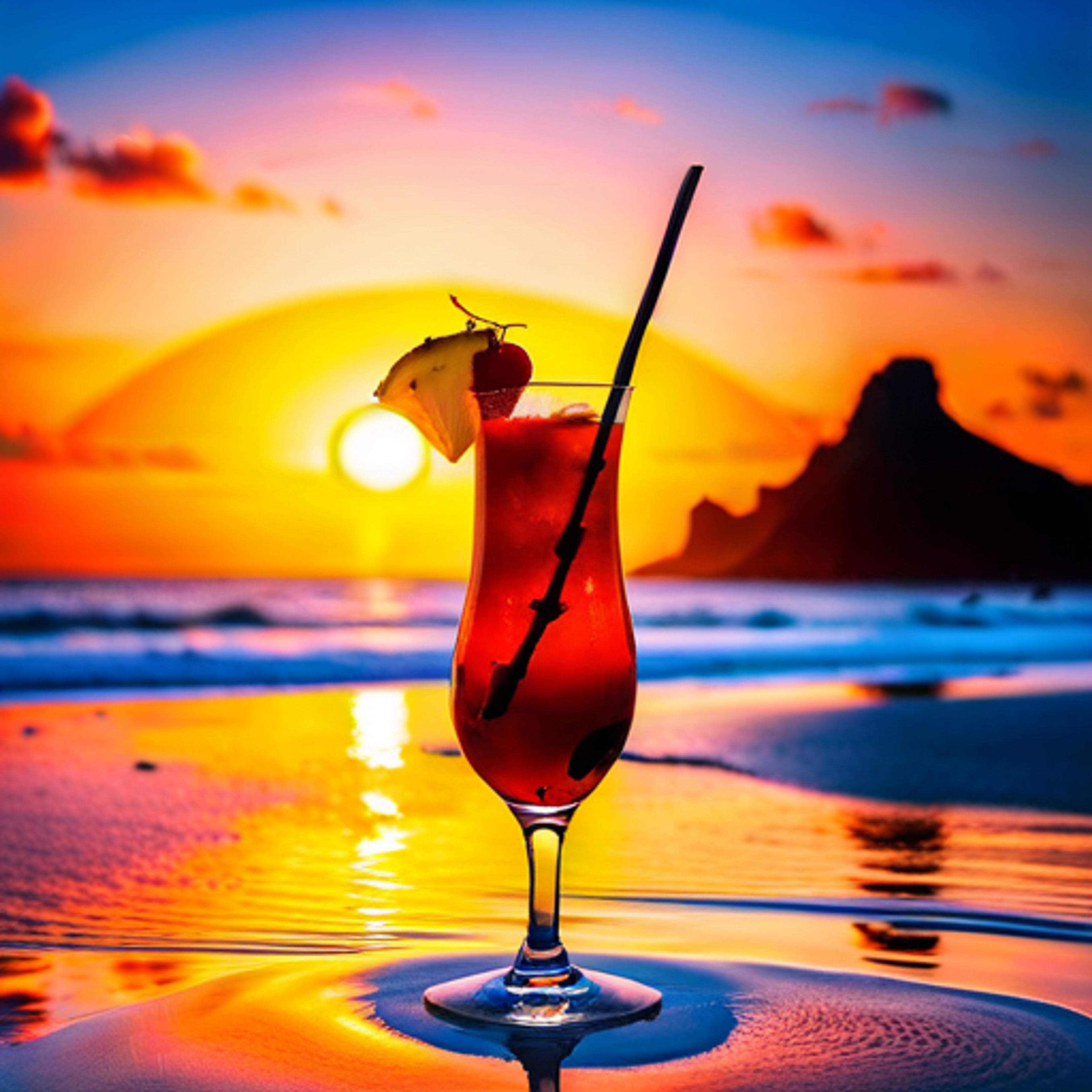 Banana Sunset Tiki, Tropical Tiki cocktail with aged rum and banana liqueur