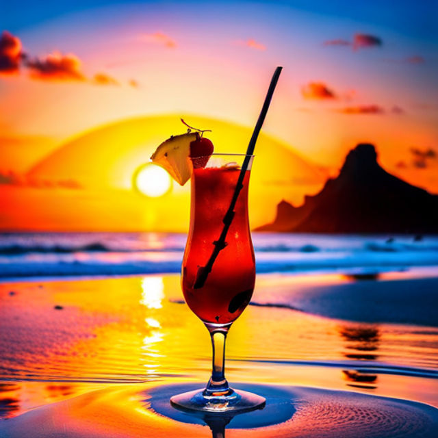 Banana Sunset Tiki, Tropical Tiki cocktail with aged rum and banana liqueur