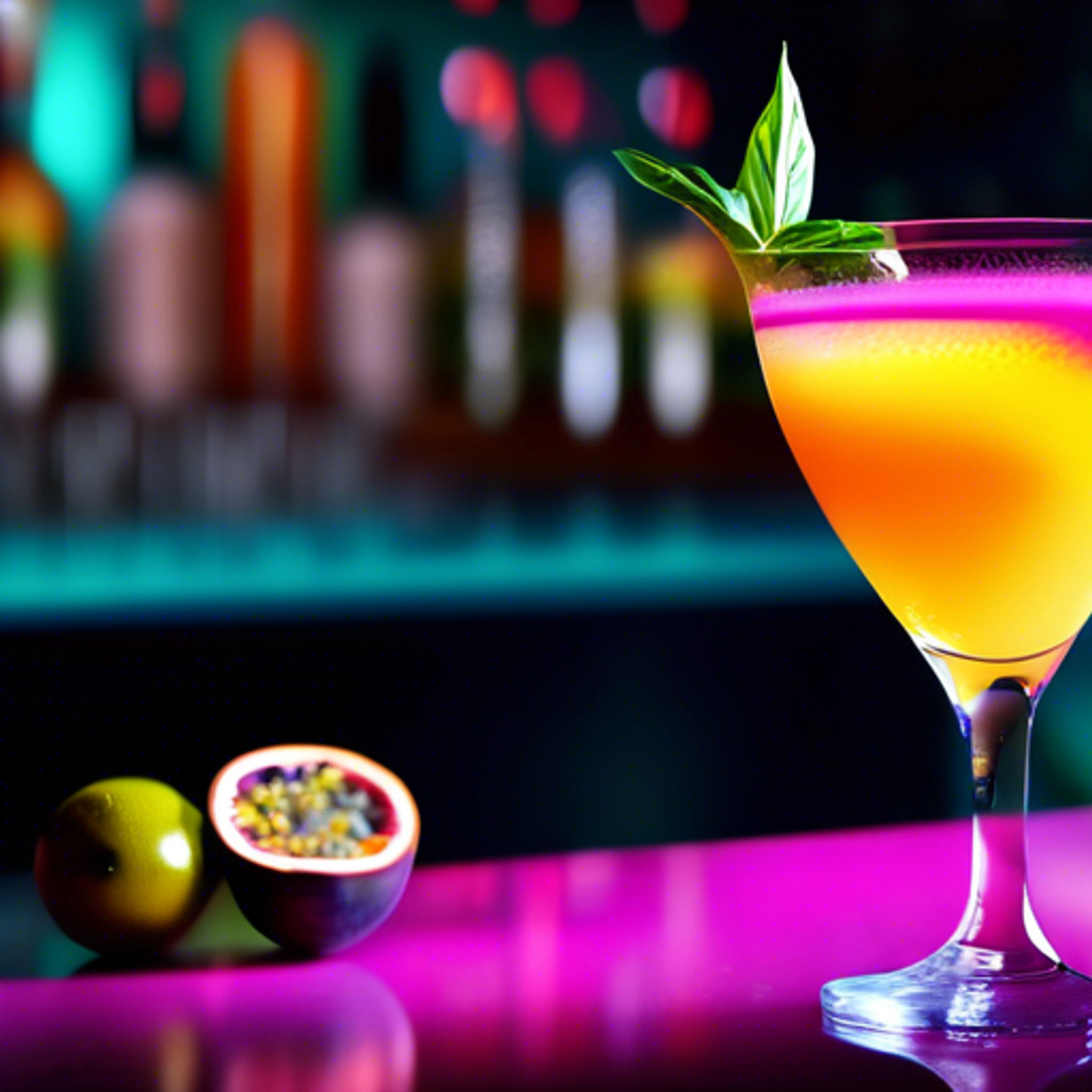 Basil Passion Bliss, Passionfruit and basil mocktail, refreshing and balanced.