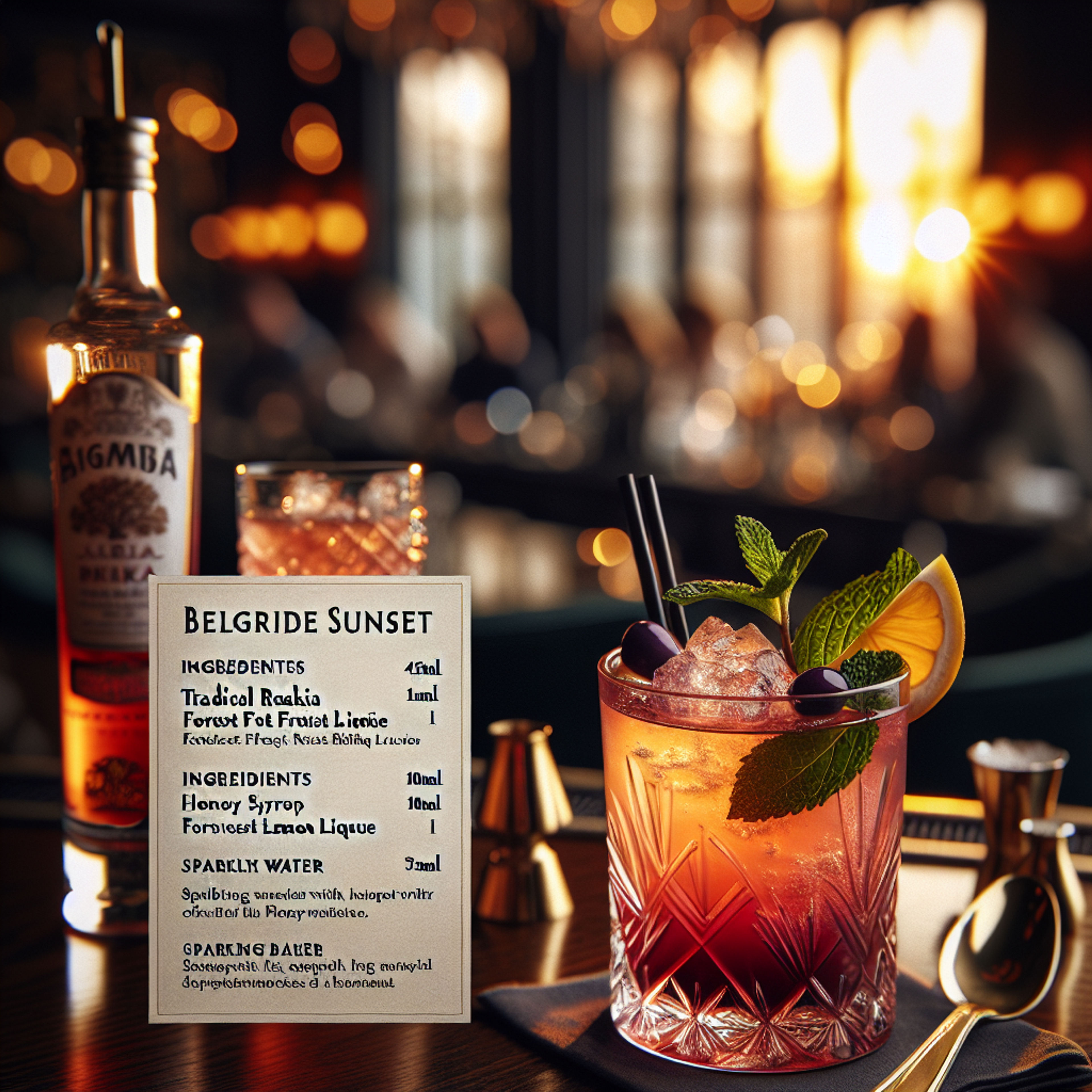 Belgrade Sunset, Cocktail with Serbian rakia, forest fruit, honey ...