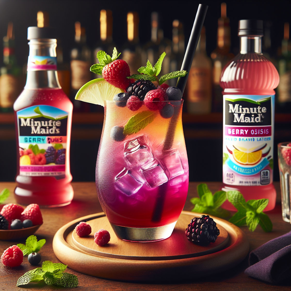 Berry Bliss Oasis, Vibrant mocktail with Berry Punch, citrus, and mint ...