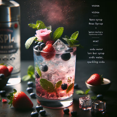 Berry Blossom Fizz, Refreshing cocktail with berries, rose syrup, mint ...