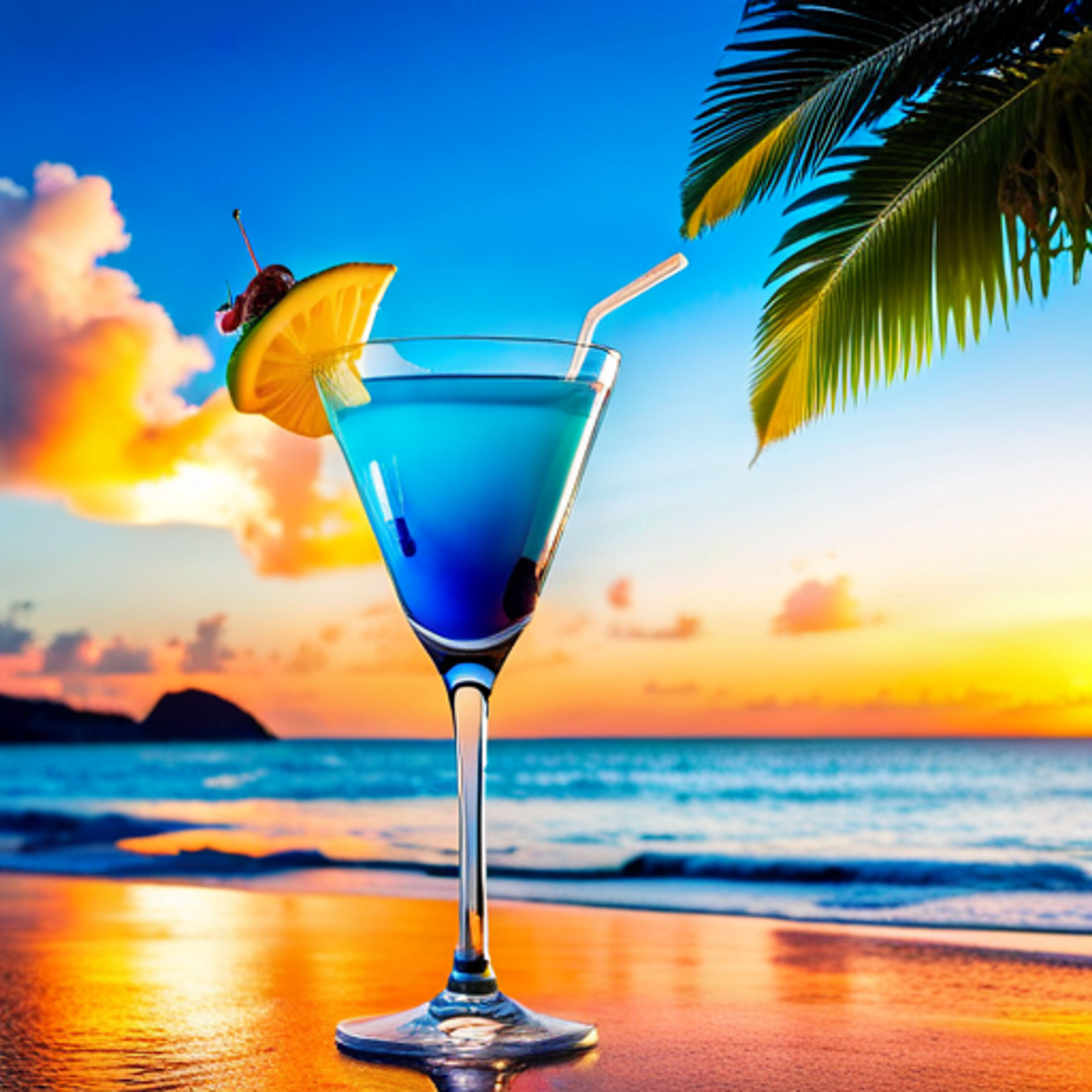 Blue Banana Bliss, Sweet and tangy cocktail with banana and blue raspberry