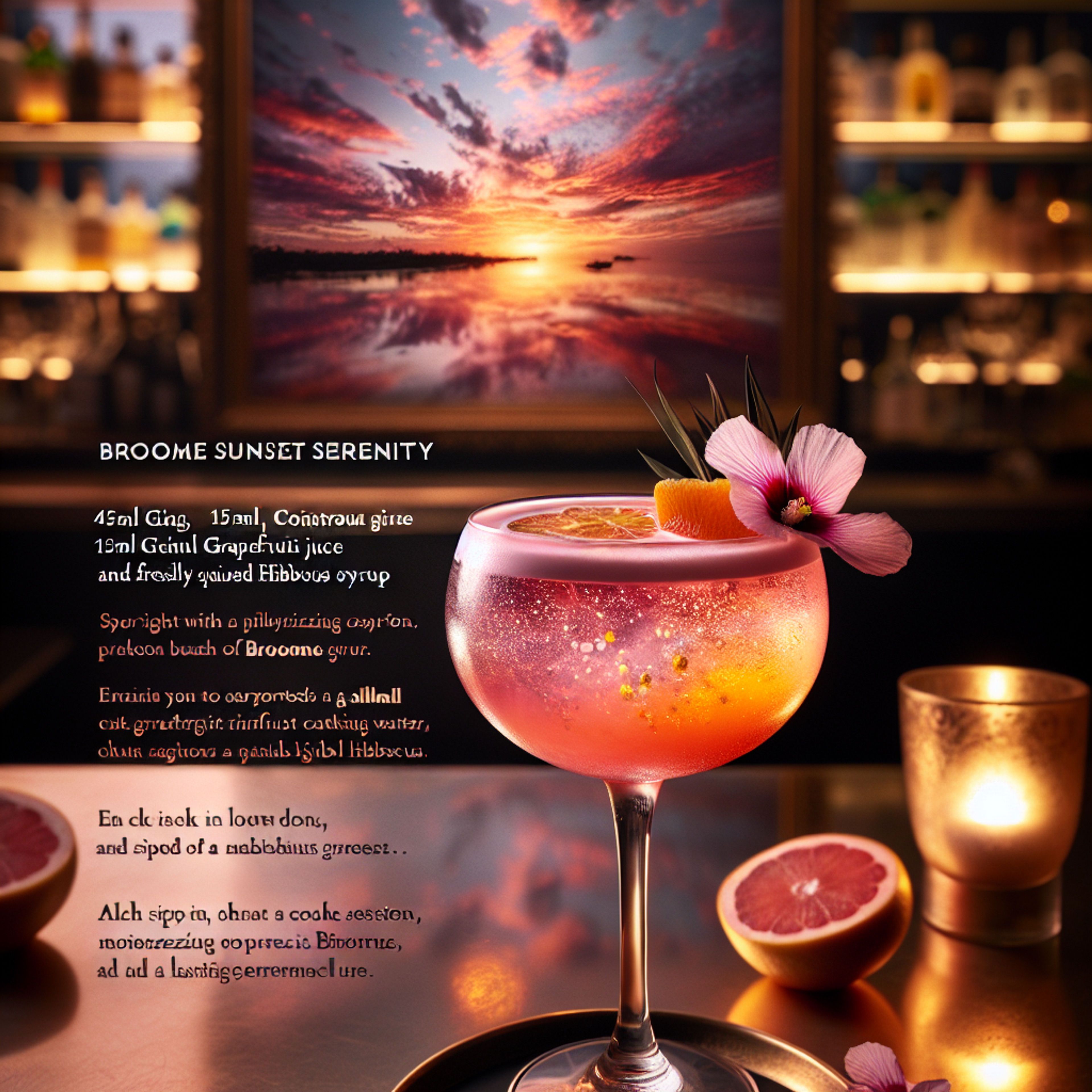 Broome Sunset Serenity, Sophisticated cocktail capturing Broome's essence