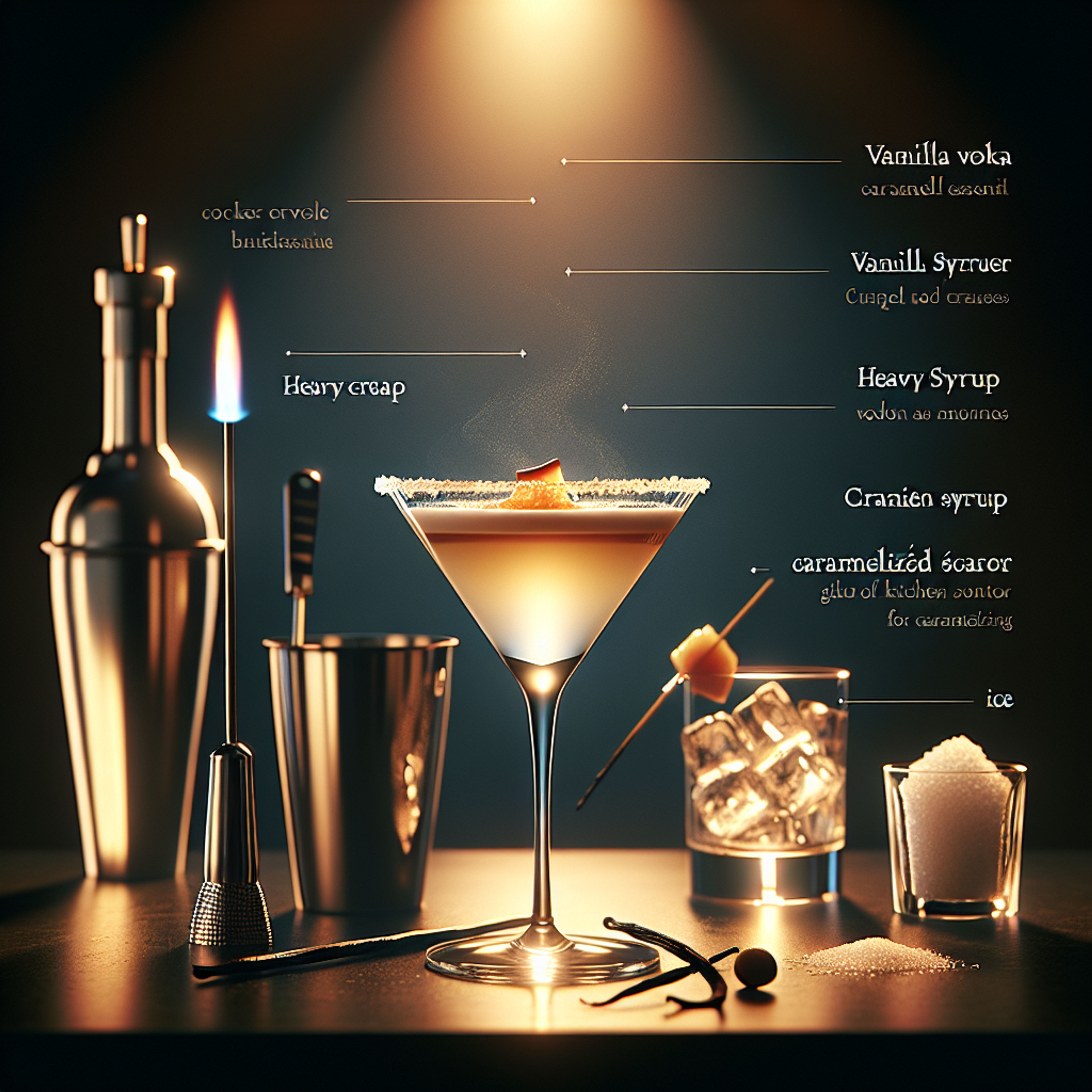 Caramel Crème Brûlée Martini, Decadent fusion of dessert and cocktail