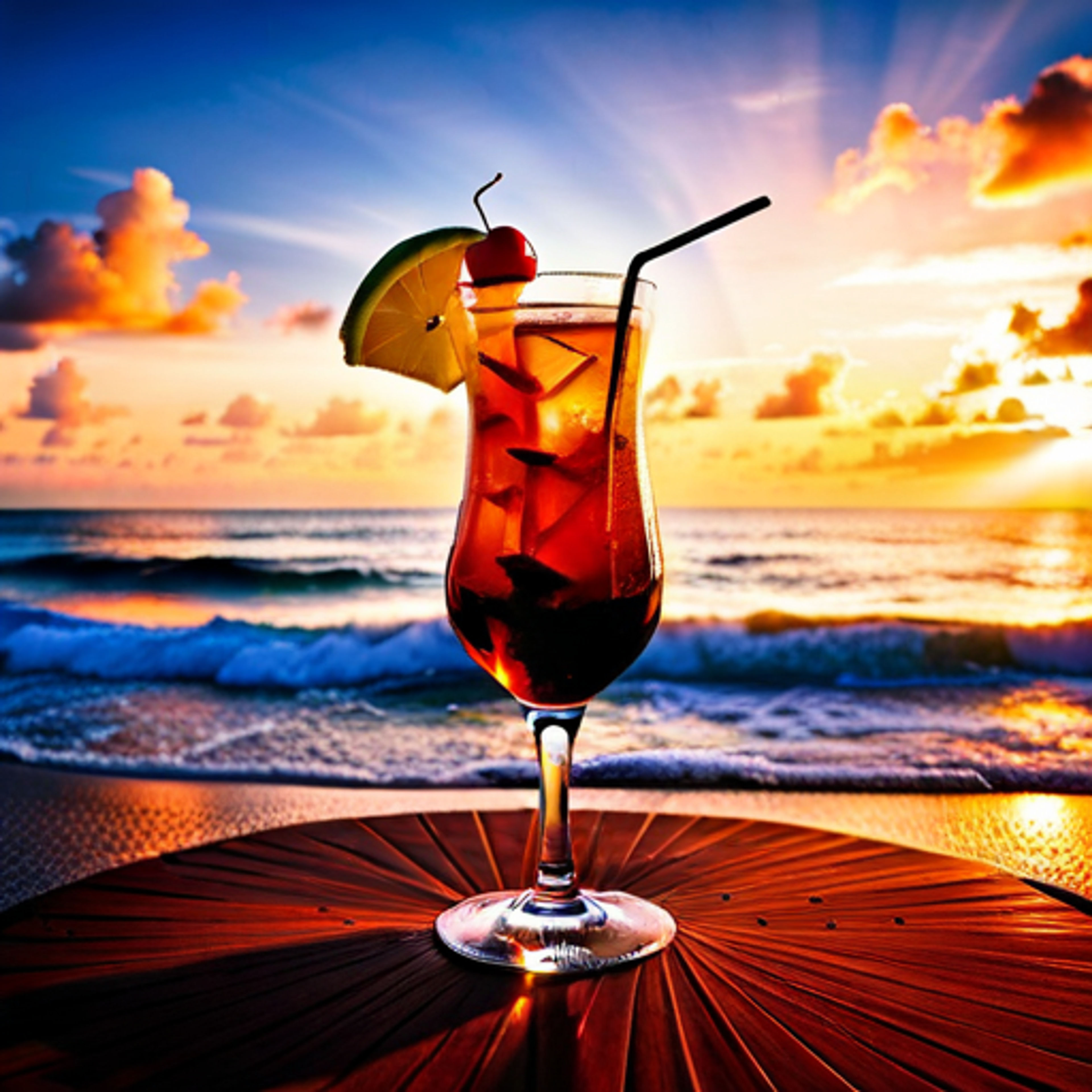 Caribbean Surf Bliss, Vibrant cocktail with viche, Triple Sec, lemon ...