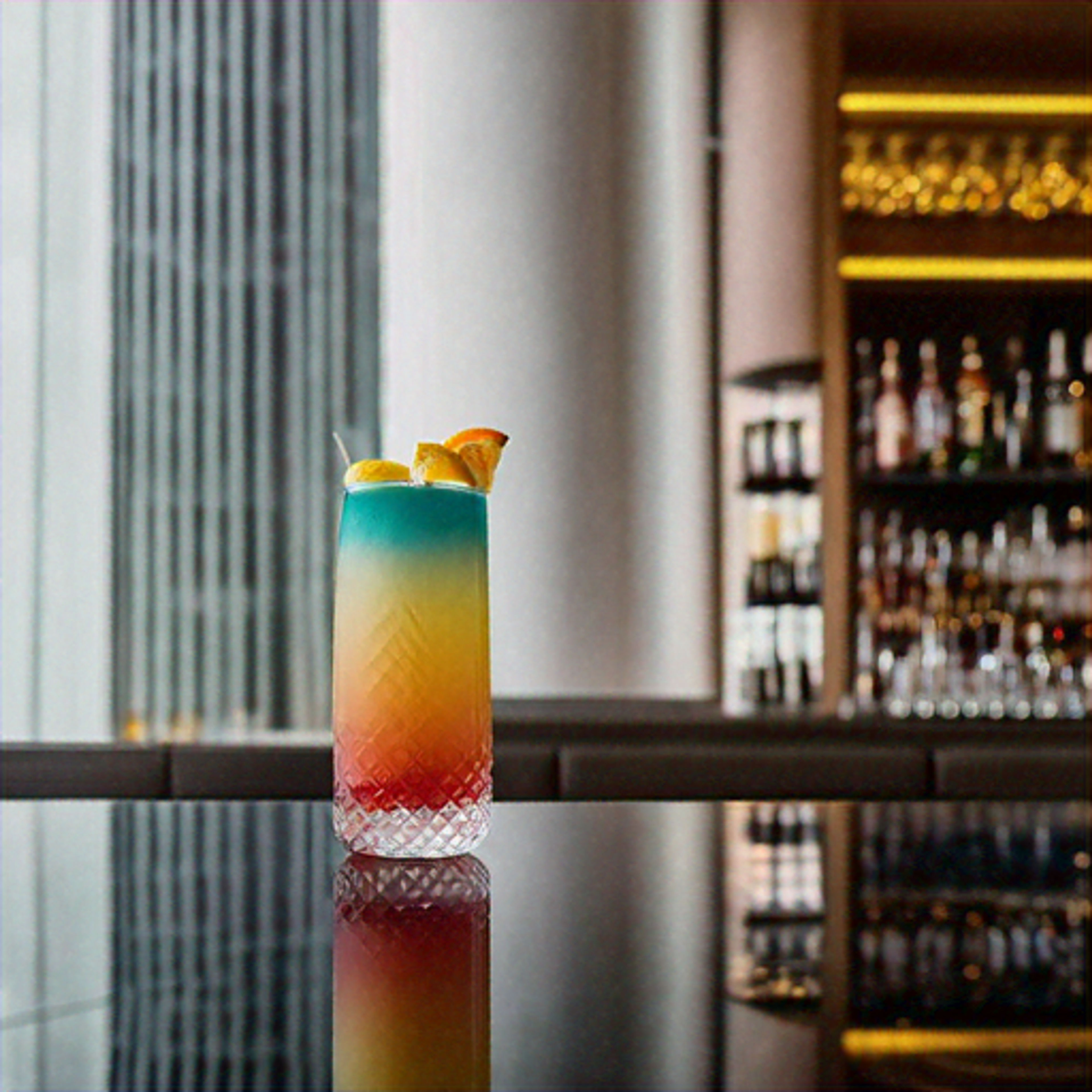 Celestial Citrus Splash, Cosmic citrus cocktail with triple sec and corasso