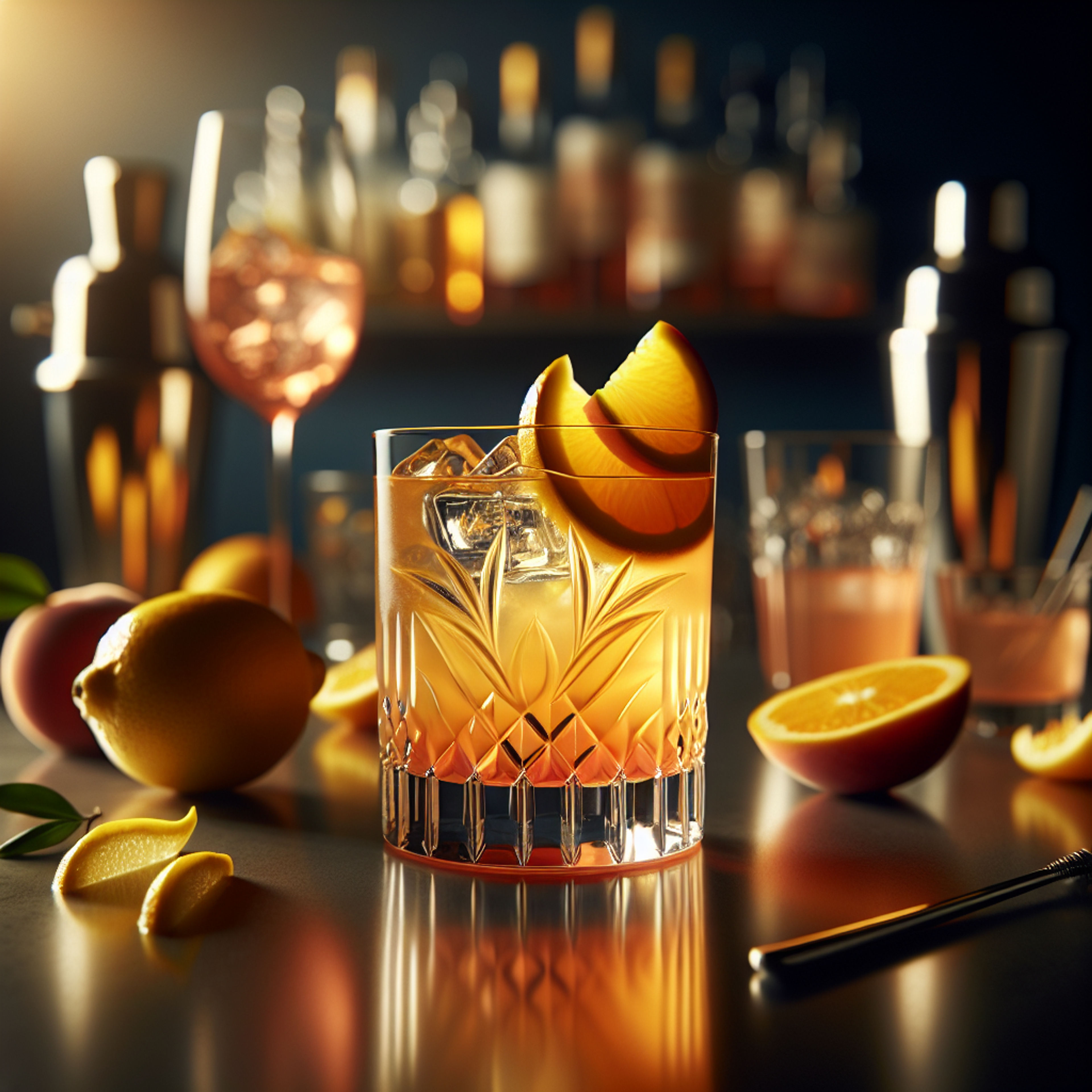 Citrus Peach Serenity, Refreshing and elegant citrus peach cocktail
