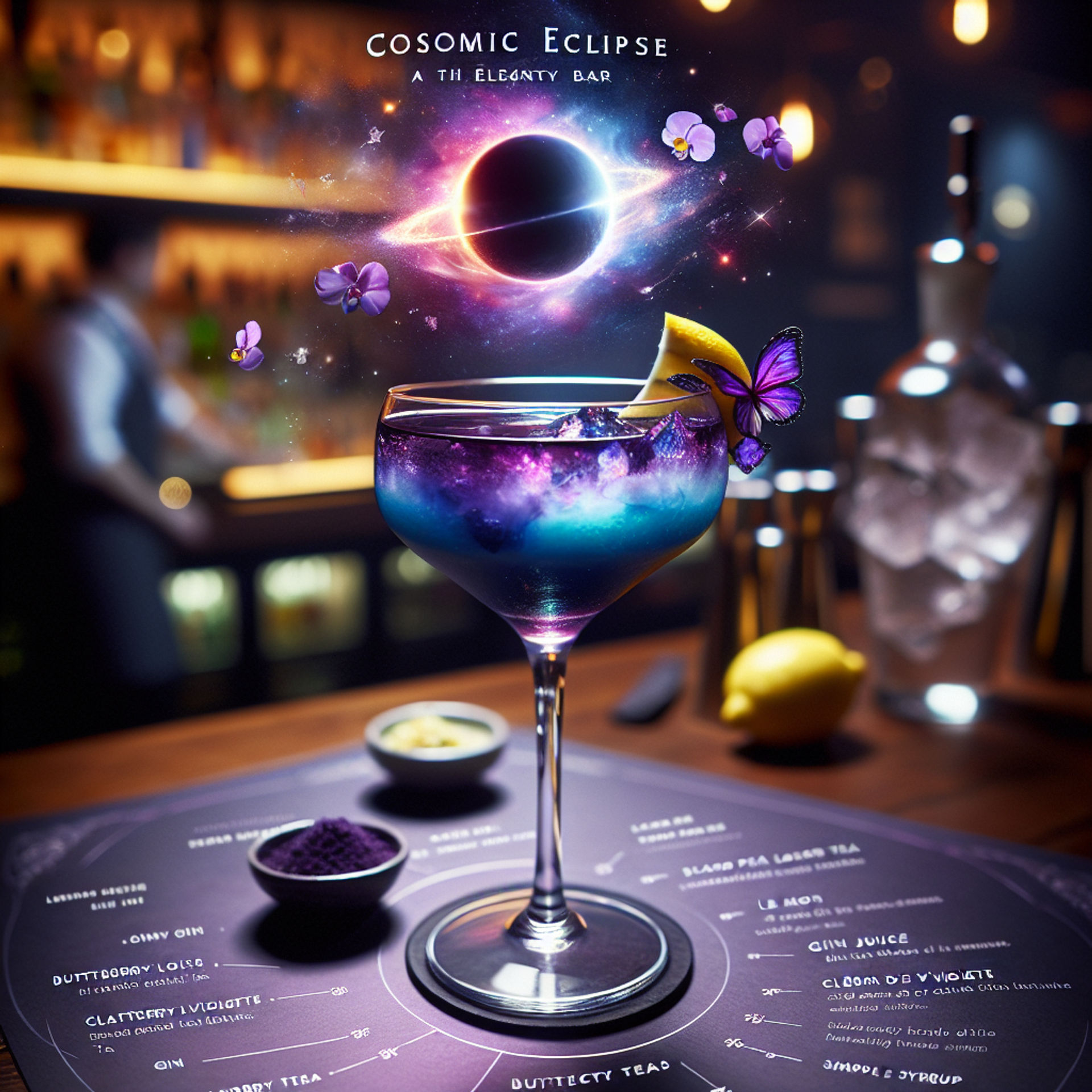Cosmic Eclipse, Color-changing cocktail inspired by cosmic phenomenon