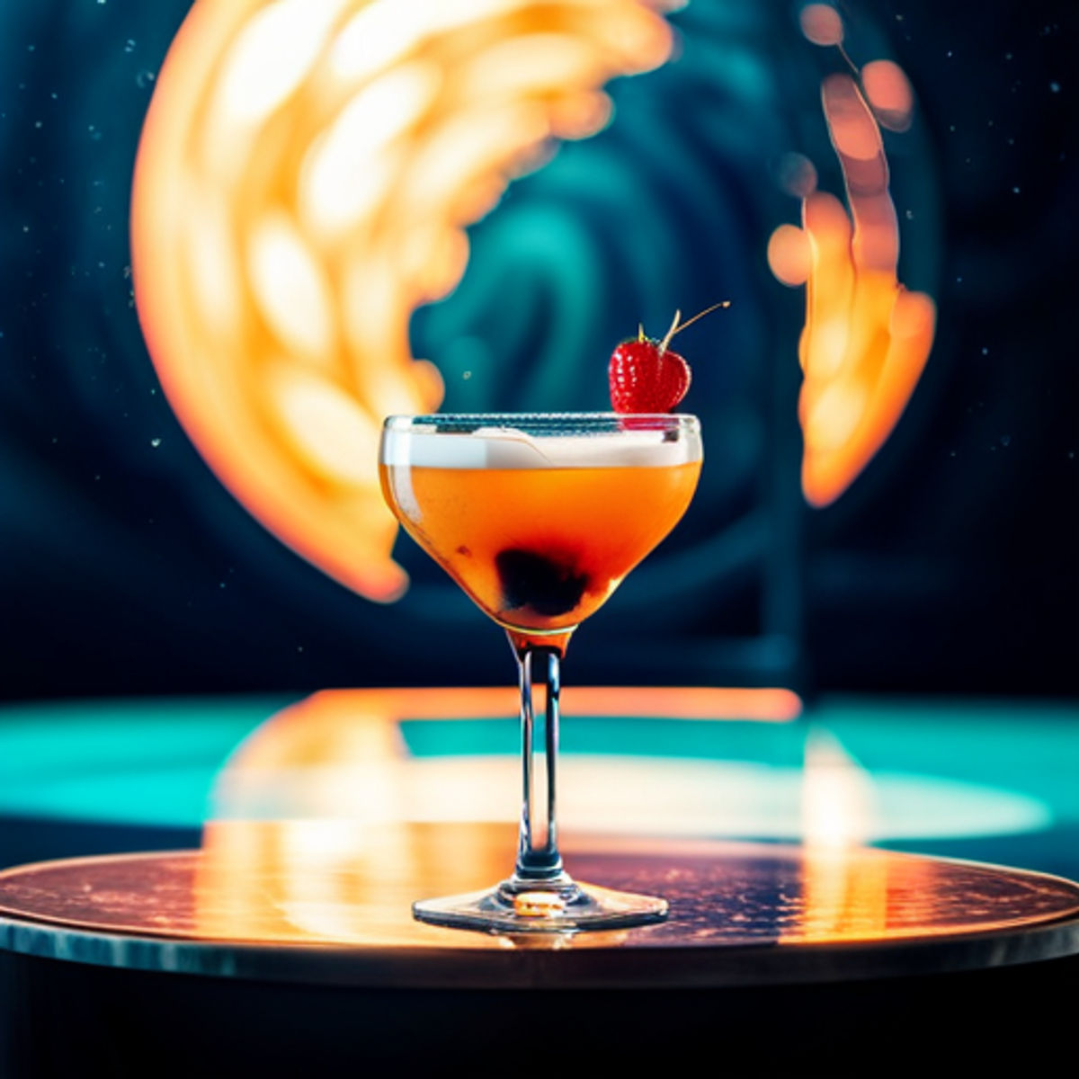 Cosmic Swirl, Vibrant interstellar cocktail with mesmerizing colors