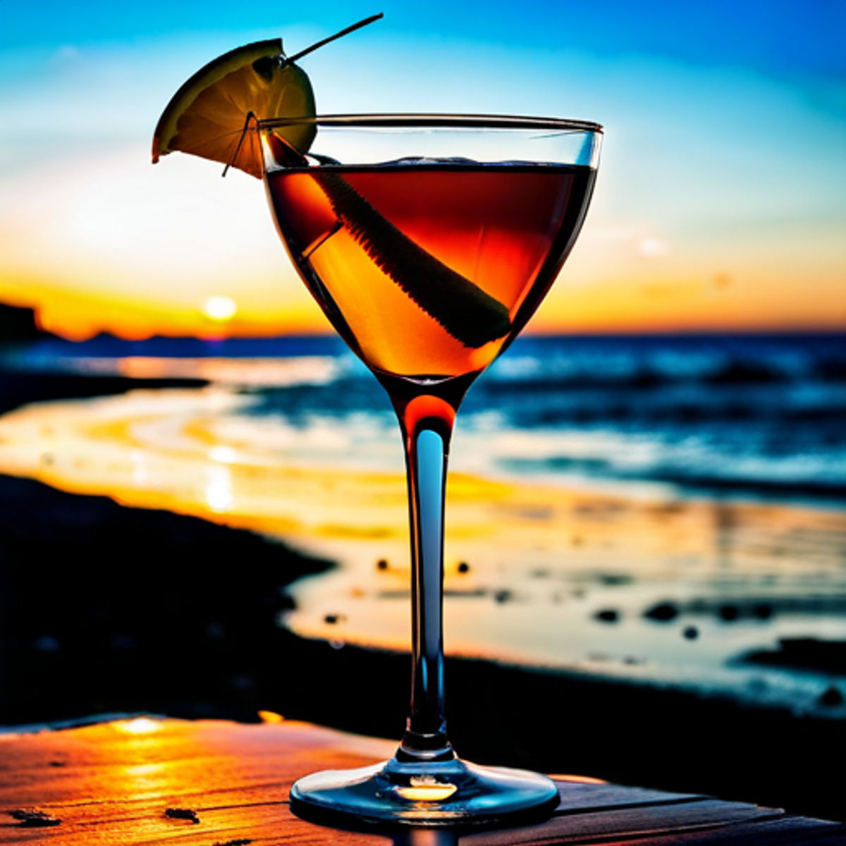 Crescent Moonlight Dream, Exquisite cocktail with lemon, Cointreau ...