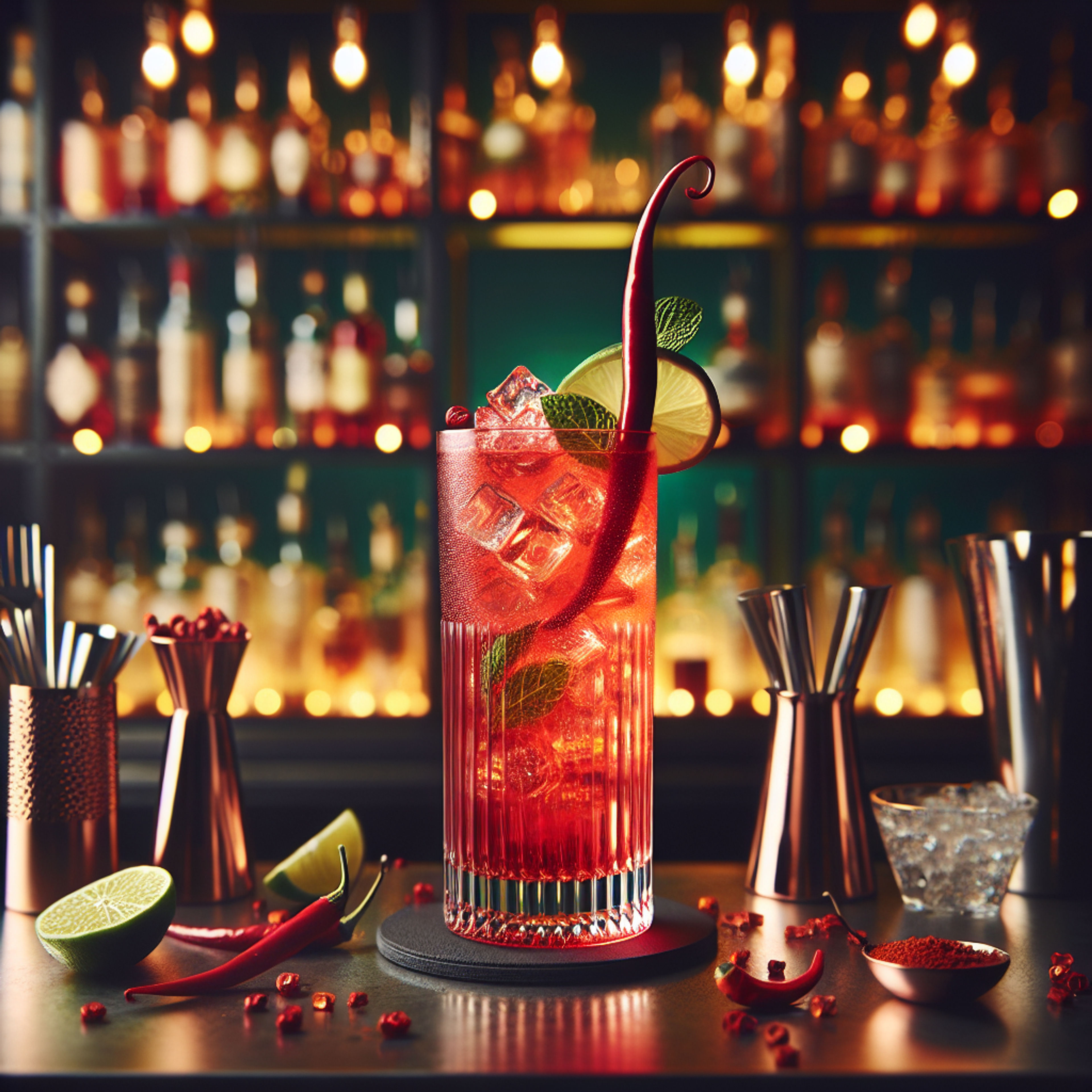 Crimson Blaze Fizz, Fiery cocktail with spice, sweetness, bitterness ...